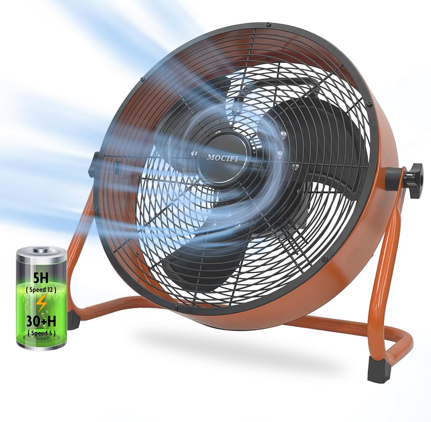 Amazon.com: MOCIFI Battery Operated Fan 12-Speed Rechargeable Floor Fan ...