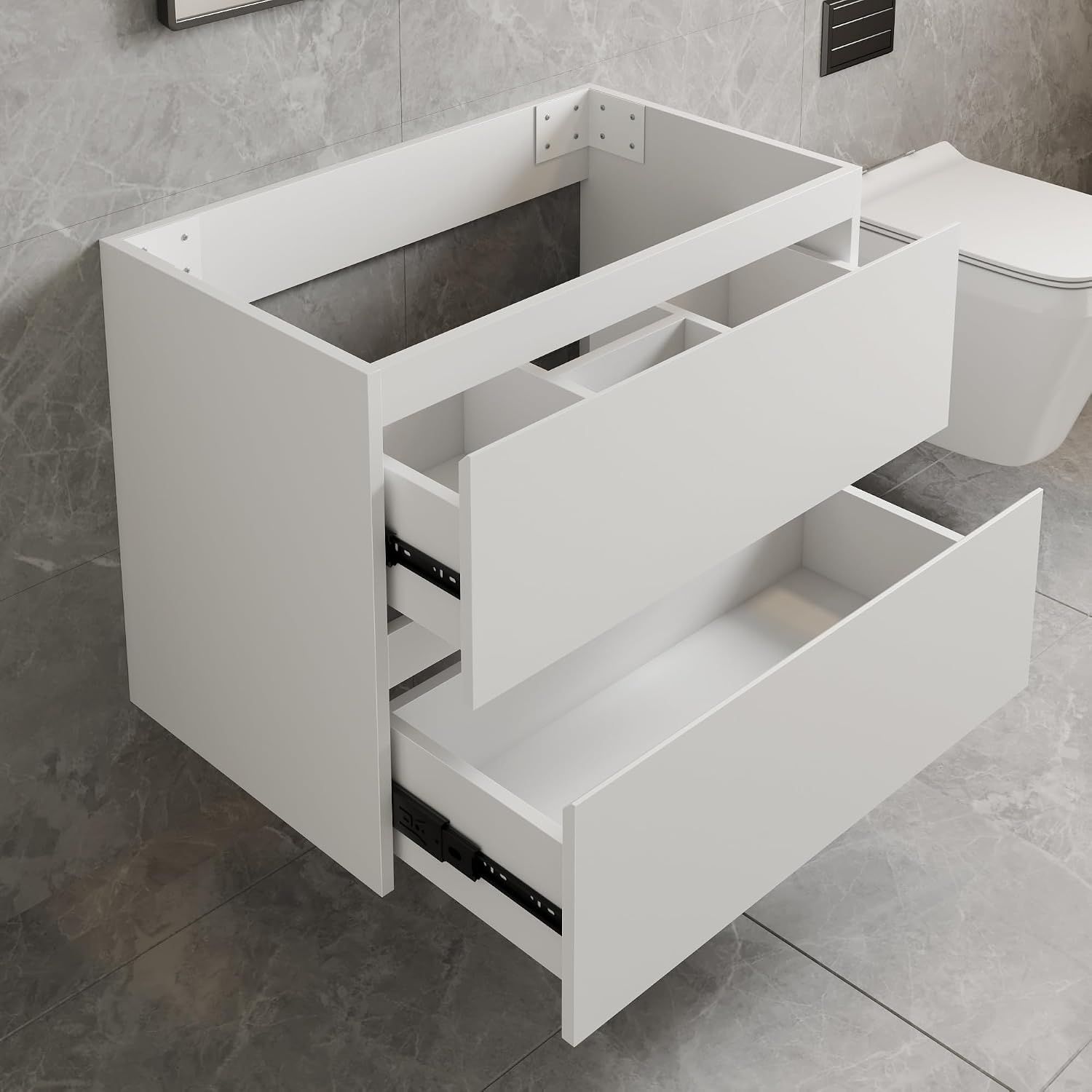 Amazon.com: JPND 24" Wall Mounted Bathroom Vanity Base, White Storage ...