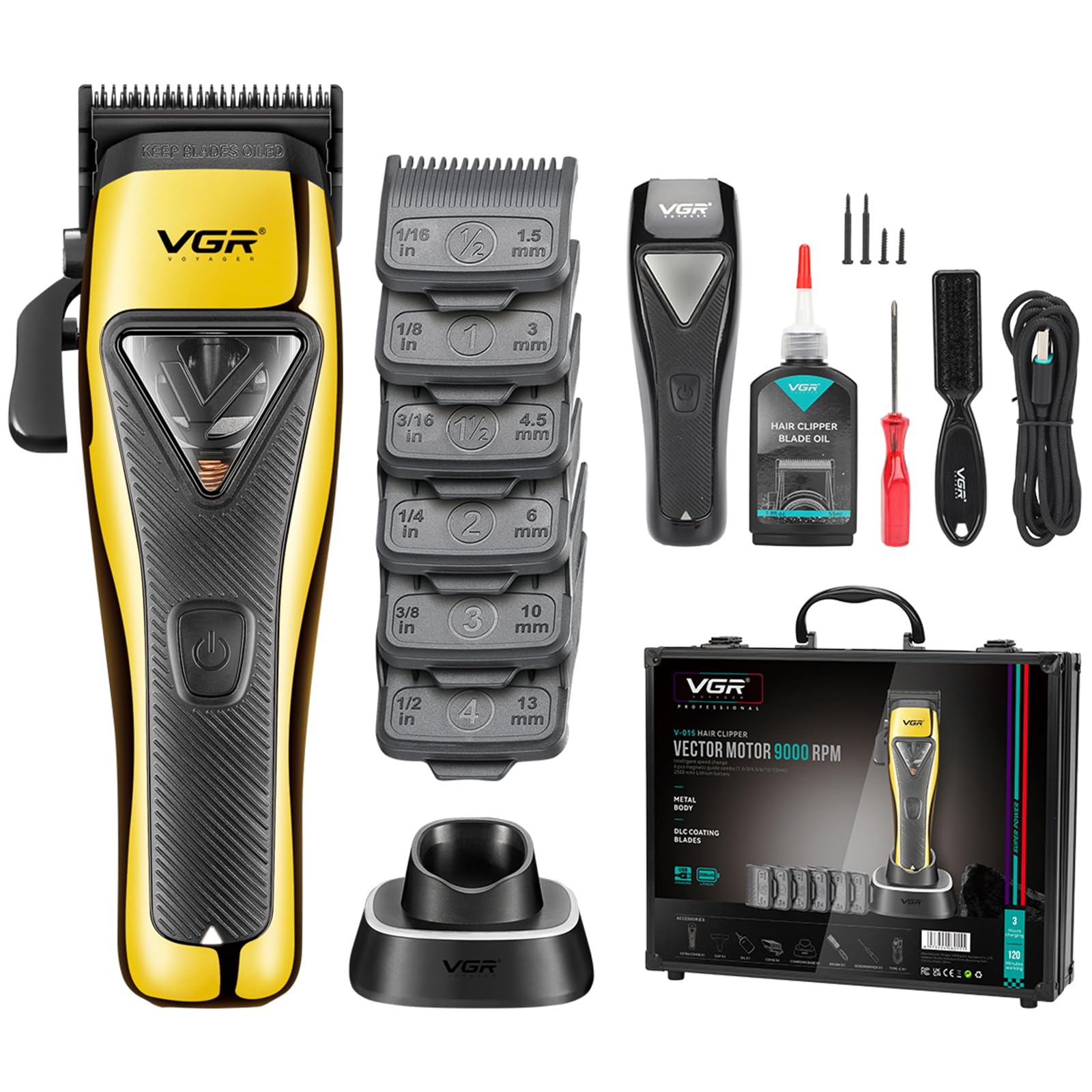 Amazon.com: VGR 015 Professional Cordless Hair Clippers for Men, 9000 ...