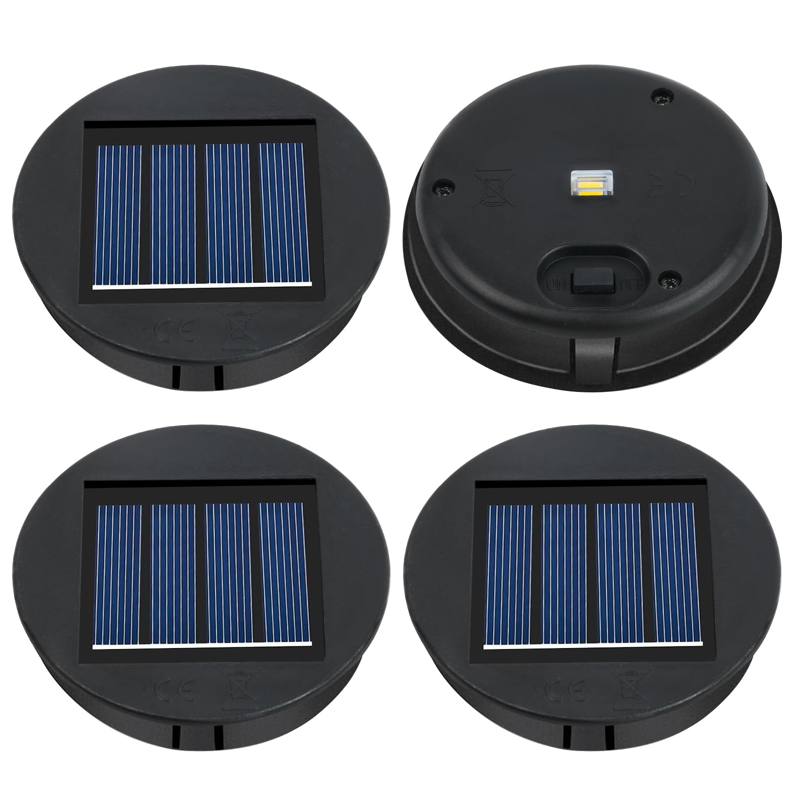 Amazon.com: AMFUN 4 Pack Solar Lights Replacement Top LED Solar Panel ...