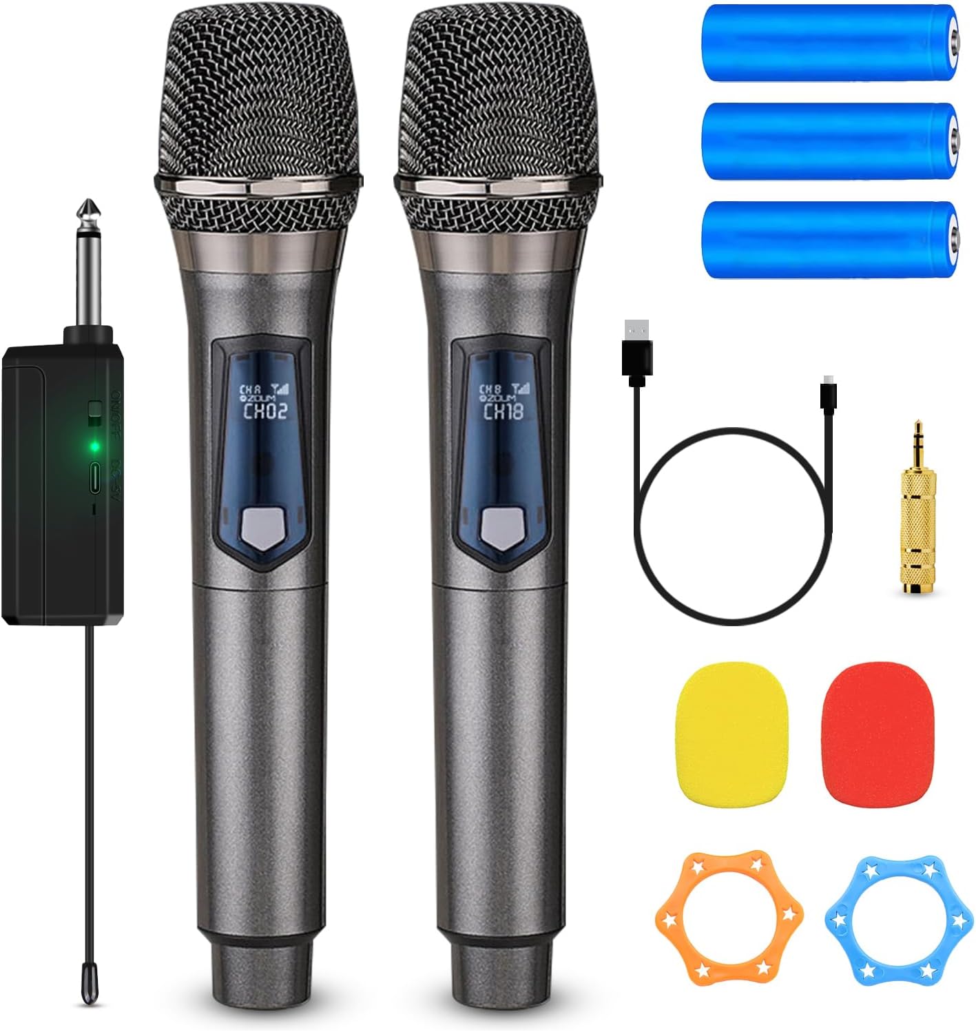 Amazon.com: dbzoum Karaoke Wireless Microphone System Audio Dual ...