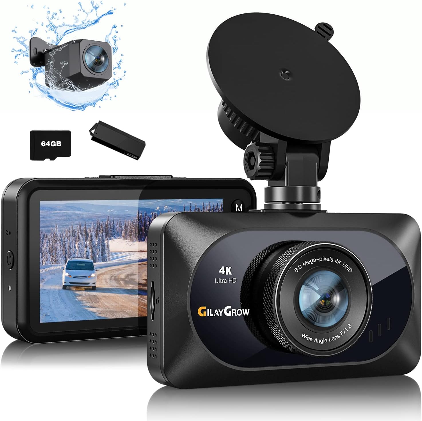 Amazon.com: 4K Dual Dash Cam Front 4K and Rear 2K Car Dash Camera for ...