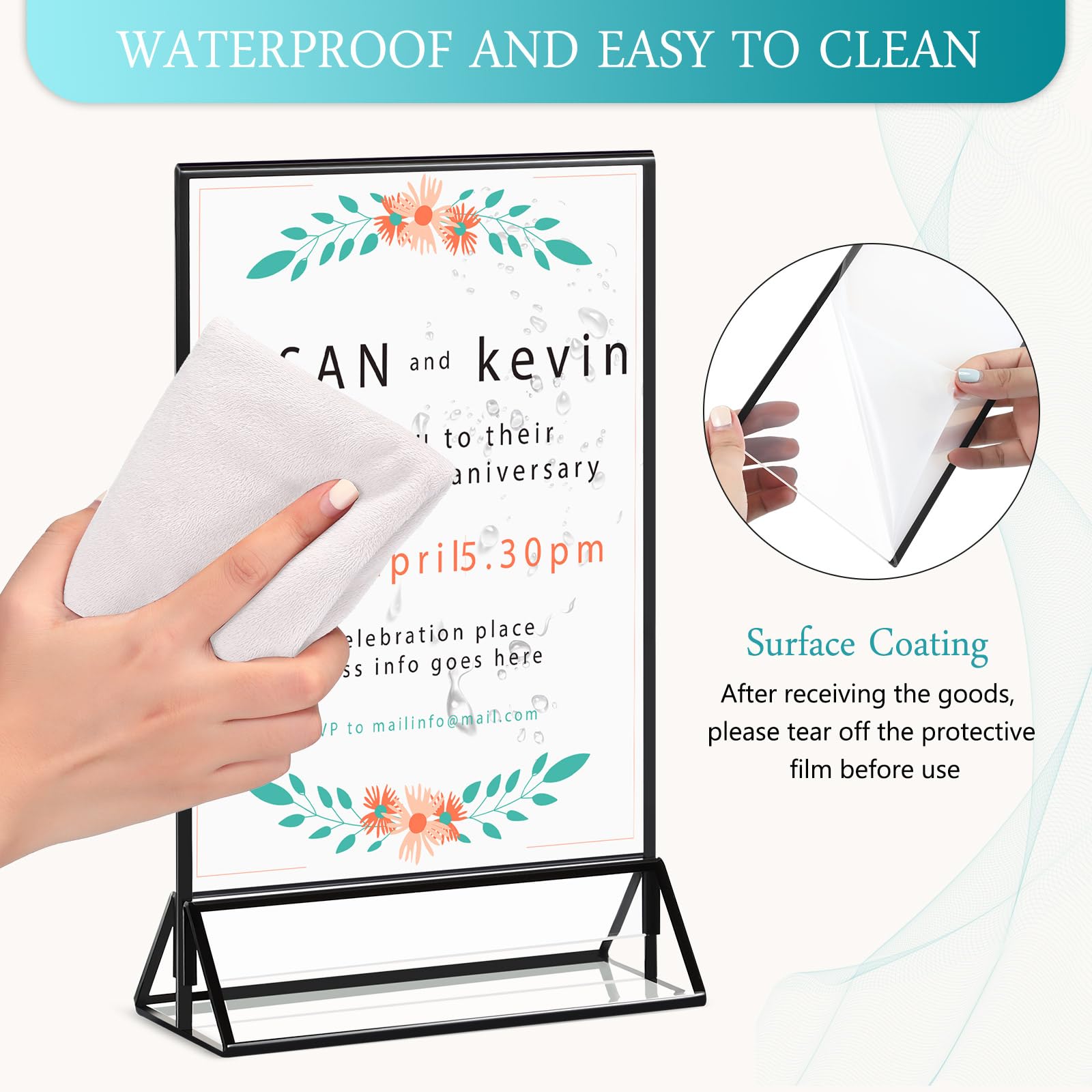 Acrylic Sign Holder 4x6 Zonon 6 Pack 5 X 7 Inch Clear Acrylic Sign ...