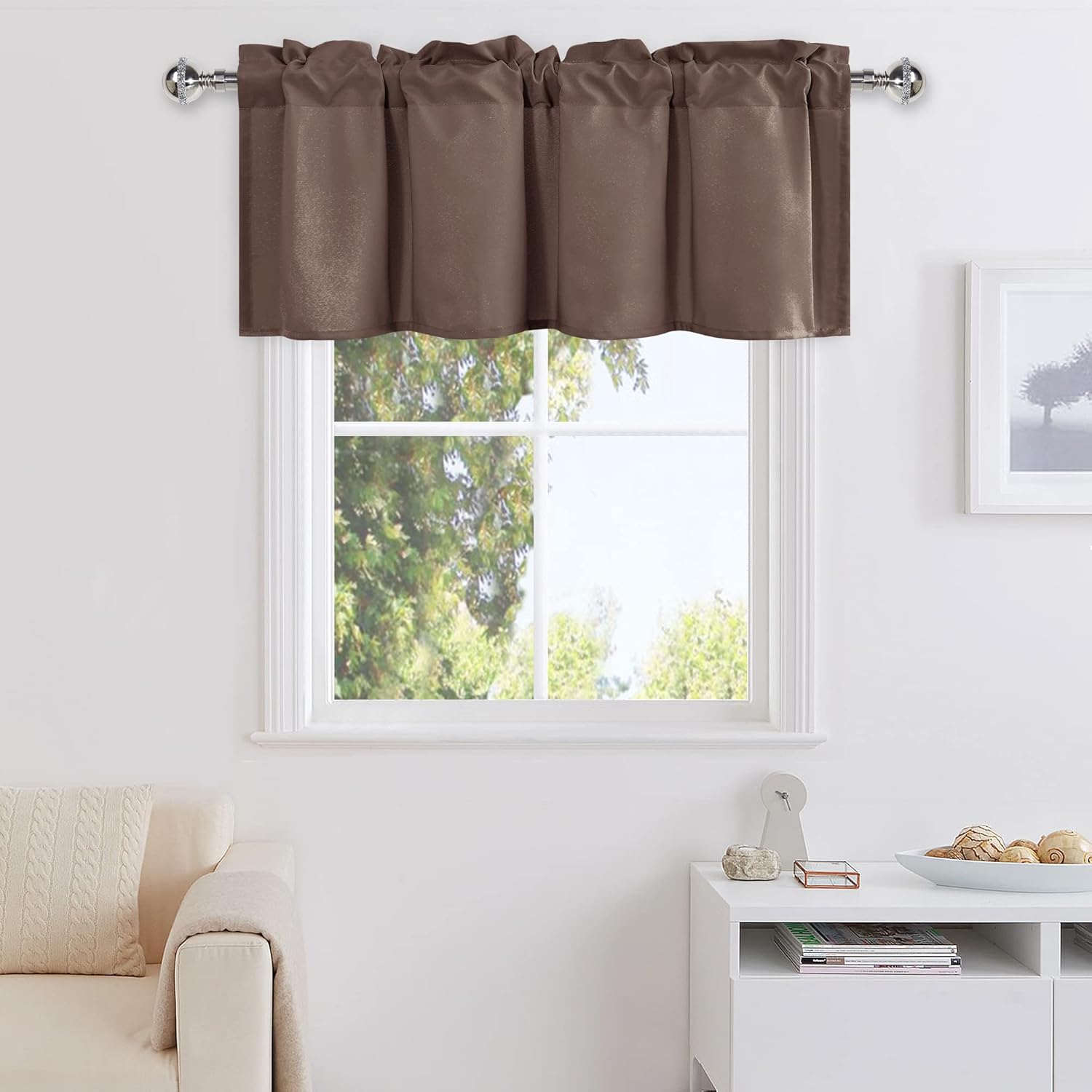 Amazon.com: DWCN Brown Valance Curtains for Living Room, Kitchen ...