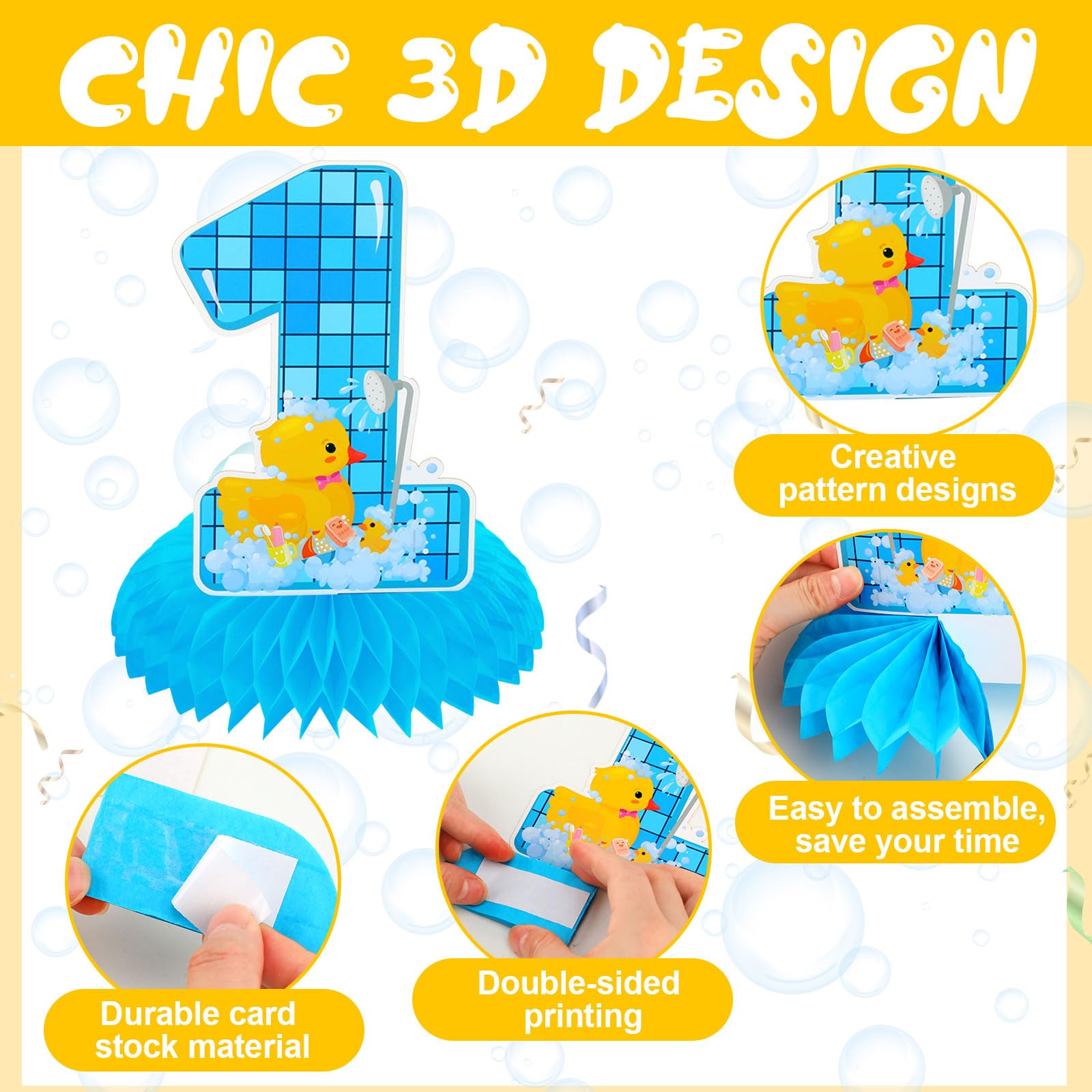 Snapklik.com : Poen 12 Pcs Sweet One Duck Birthday Decorations 6 Inch ...