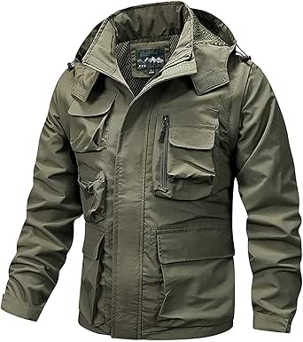 Men's Mid Length Ripstop Military Tactical Jackets Full Zip Hiking ...