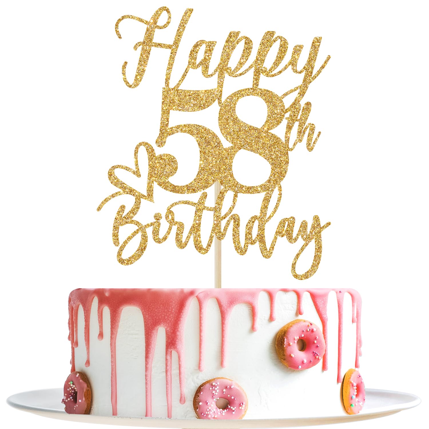 Amazon.com: Happy 58th Birthday Cake Topper, 58 Birthday Decorations ...
