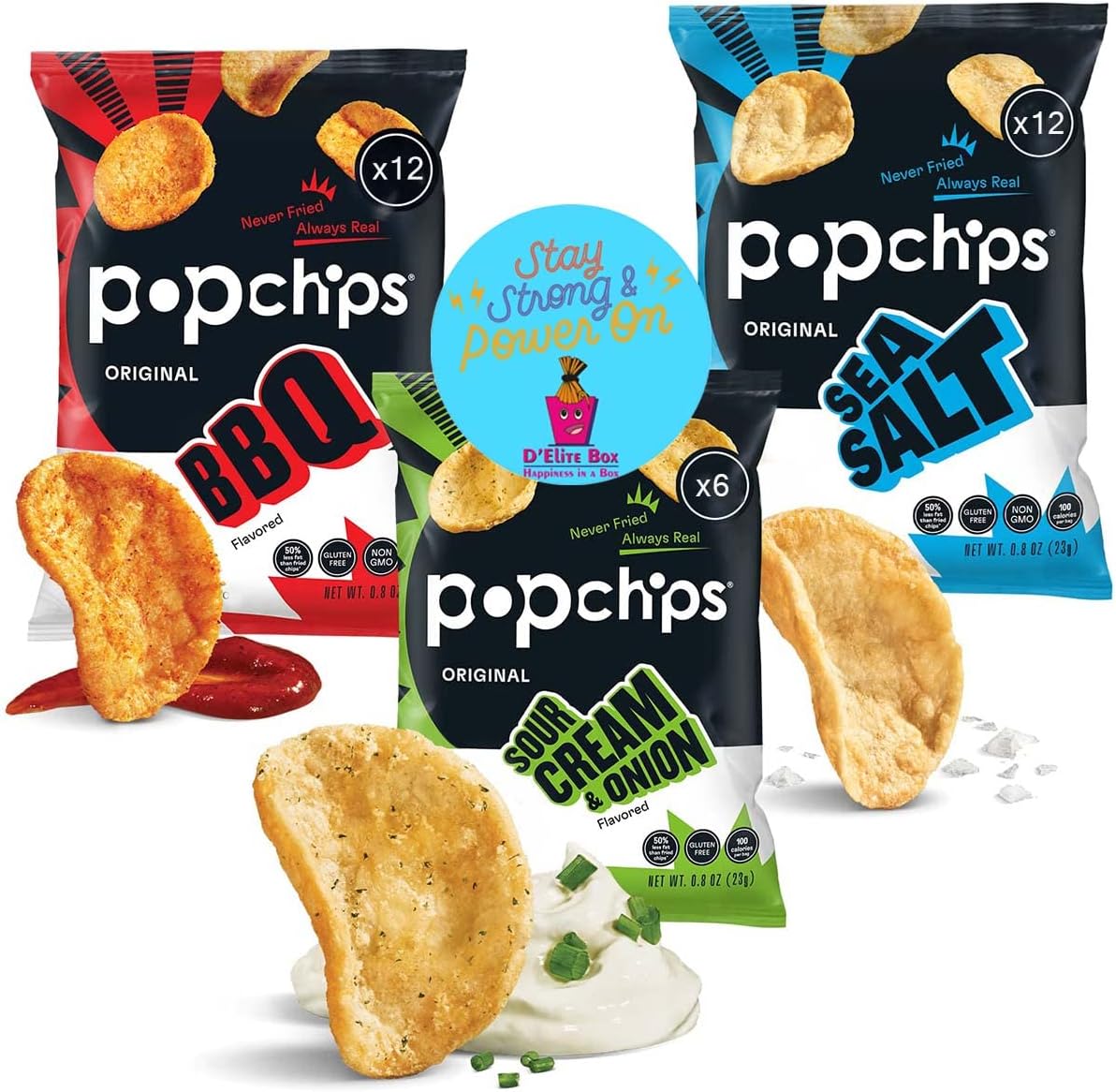 Amazon.com: Popchips Potato Chips, Sea Salt, 12ct Single Serve 0.8oz ...