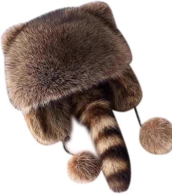 Amazon.co.jp: [Ohget] 防寒帽子 秋 冬 ファー帽子 キャップ レッサーパンダ 帽子 動物帽子 人工毛皮素材 サイズ調整可能 おしゃれ 保温 防風 ファーハット 暖かい ...