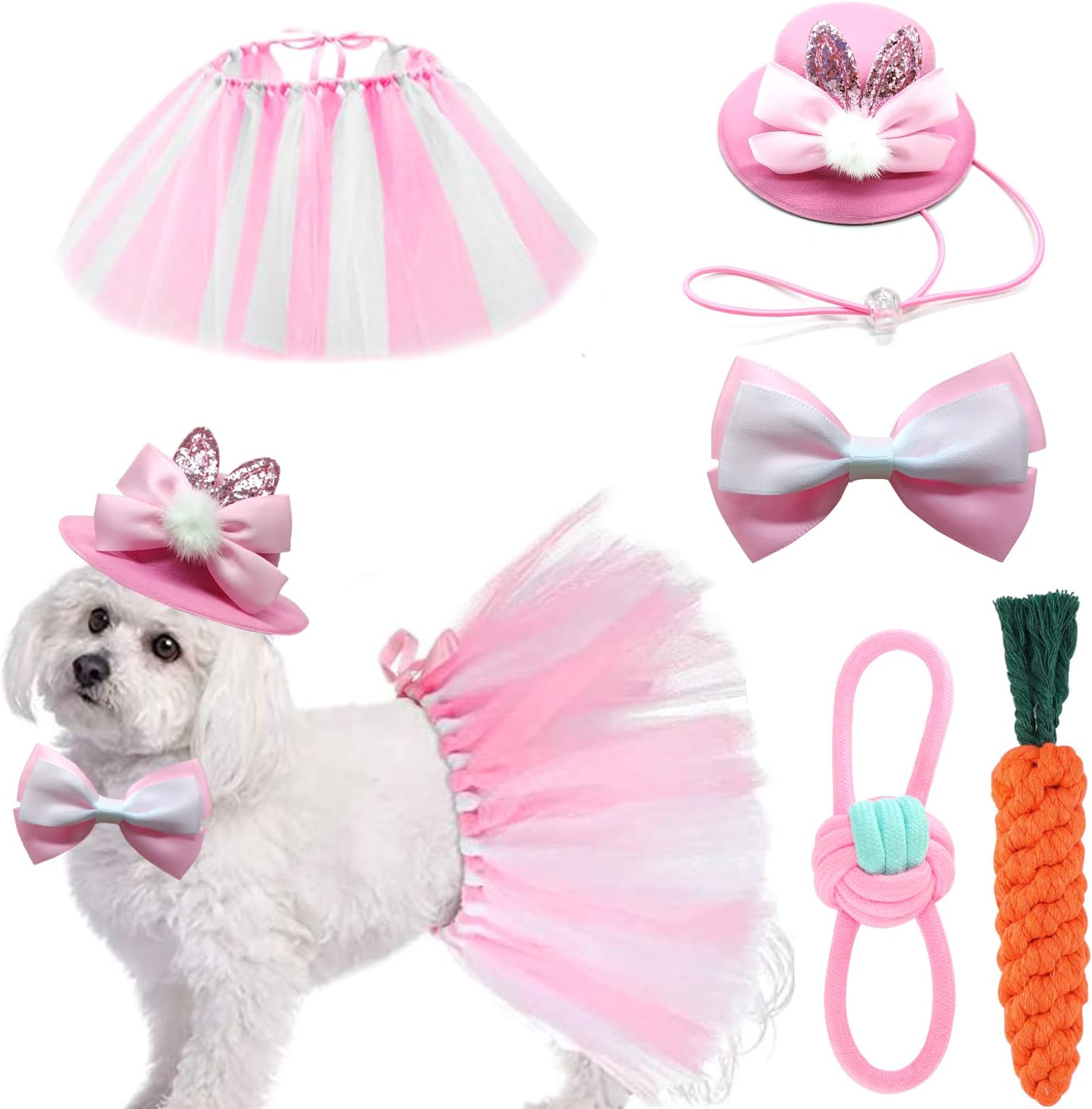 Amazon.com : Dog Easter Costume 5Pack Cute Rabbit Ears Hat Pink Dress ...