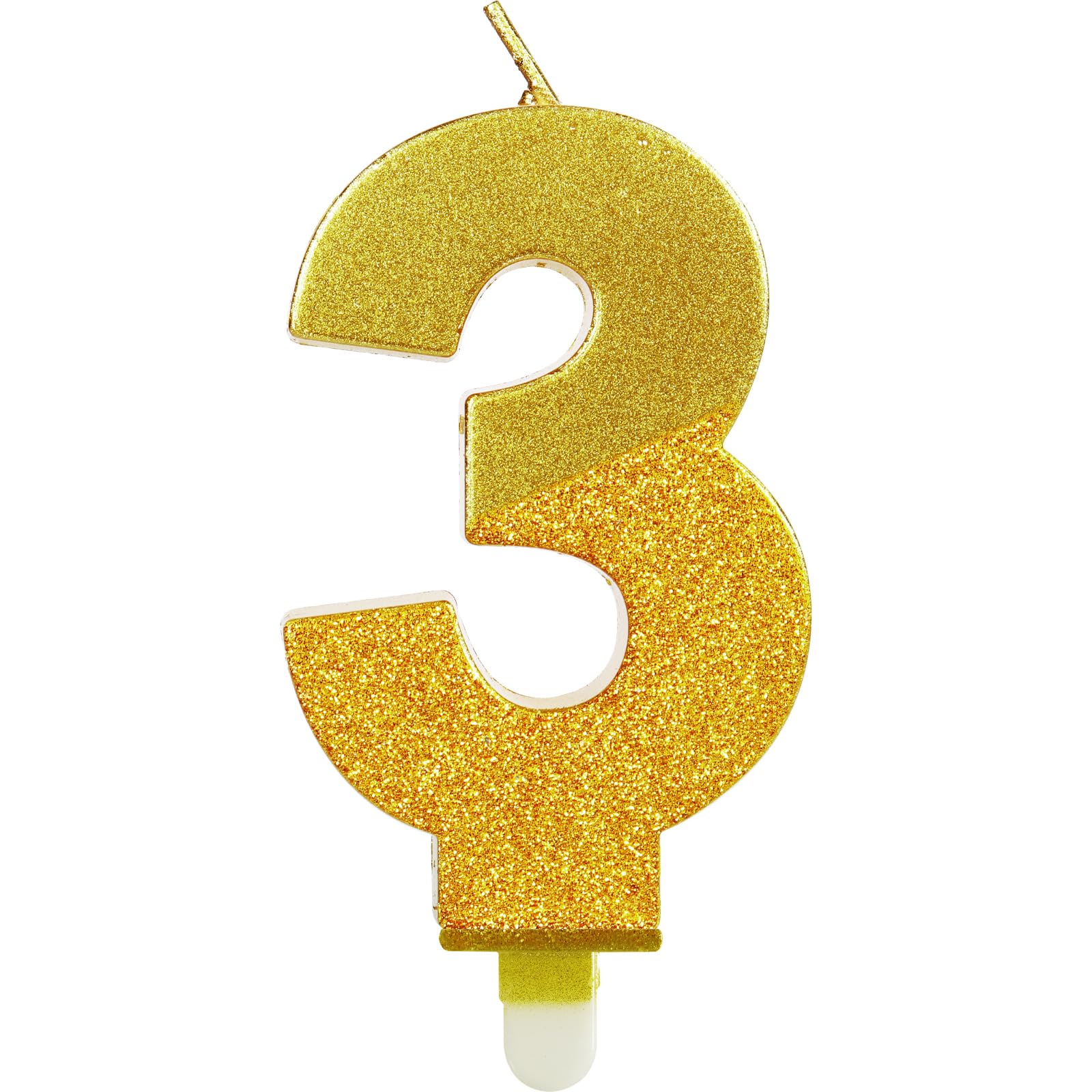Amazon.com: Hongplus Gold Glitter 3rd Birthday Candles, Number 3 Candle ...