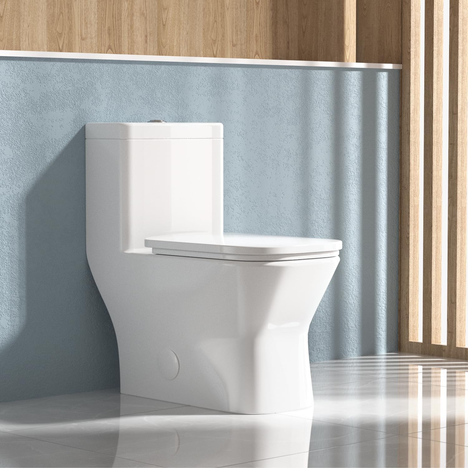 JINGZE Elongated Standard One Piece Toilet for Bathroom Comfort Height ...