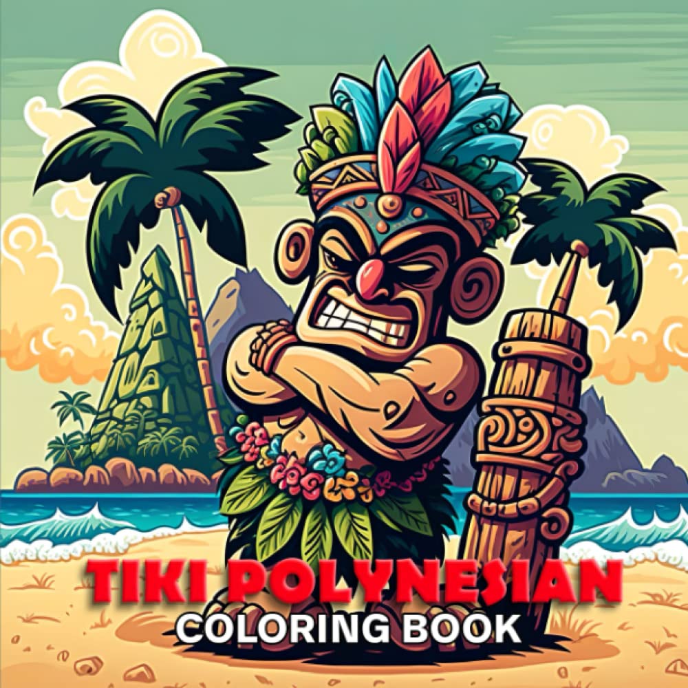 Tiki Polynesian Coloring Book: Tiki Warrior Masks Colouring Pages ...