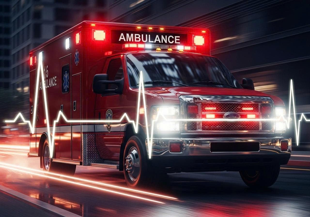 Amazon.com: Emergency Ambulance in Motion - Poster Art Canvas Printing ...
