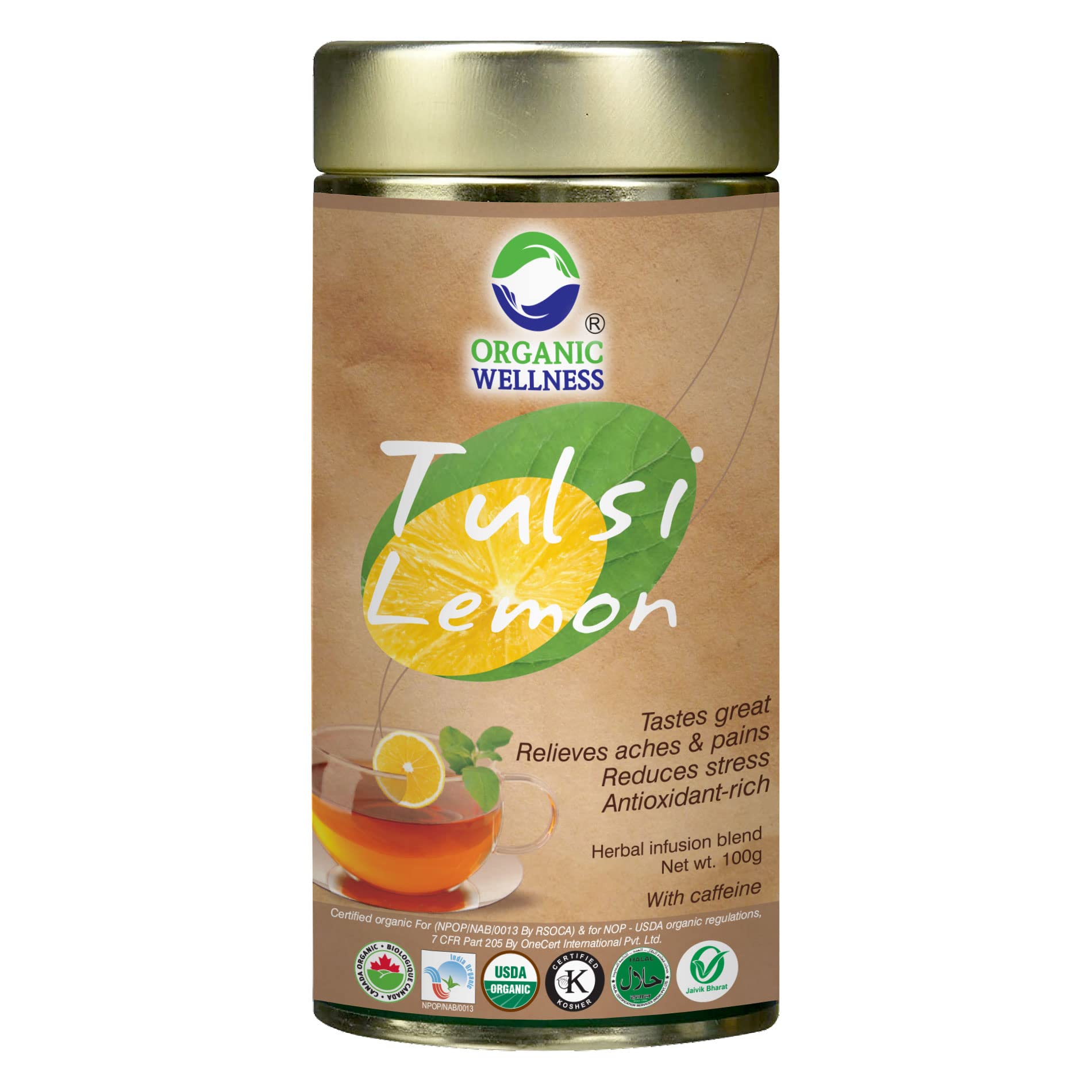 Organic Wellness Tulsi Lemon Tea 100 Gram Tin : Amazon.in: Health ...