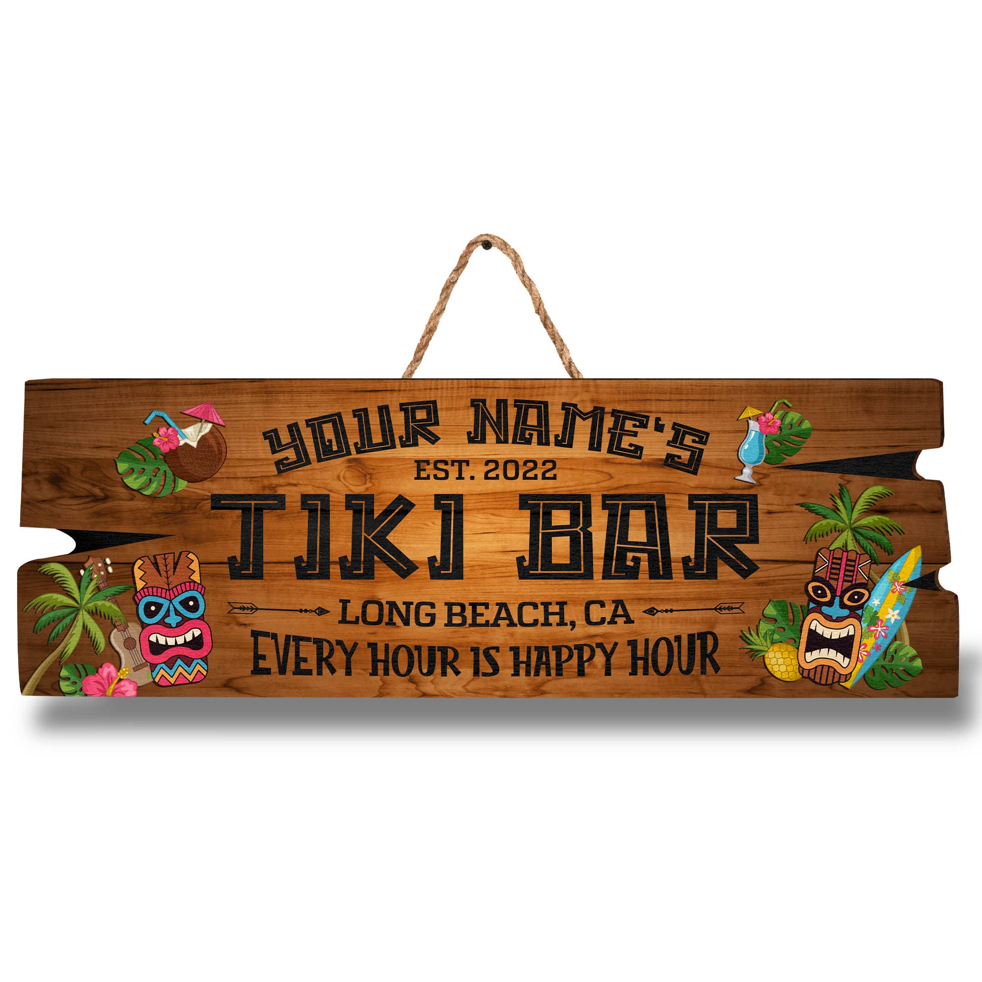 Amazon.com : WODORO Custom Tiki Bar Pool Bar Wooden Sign Door Wall ...