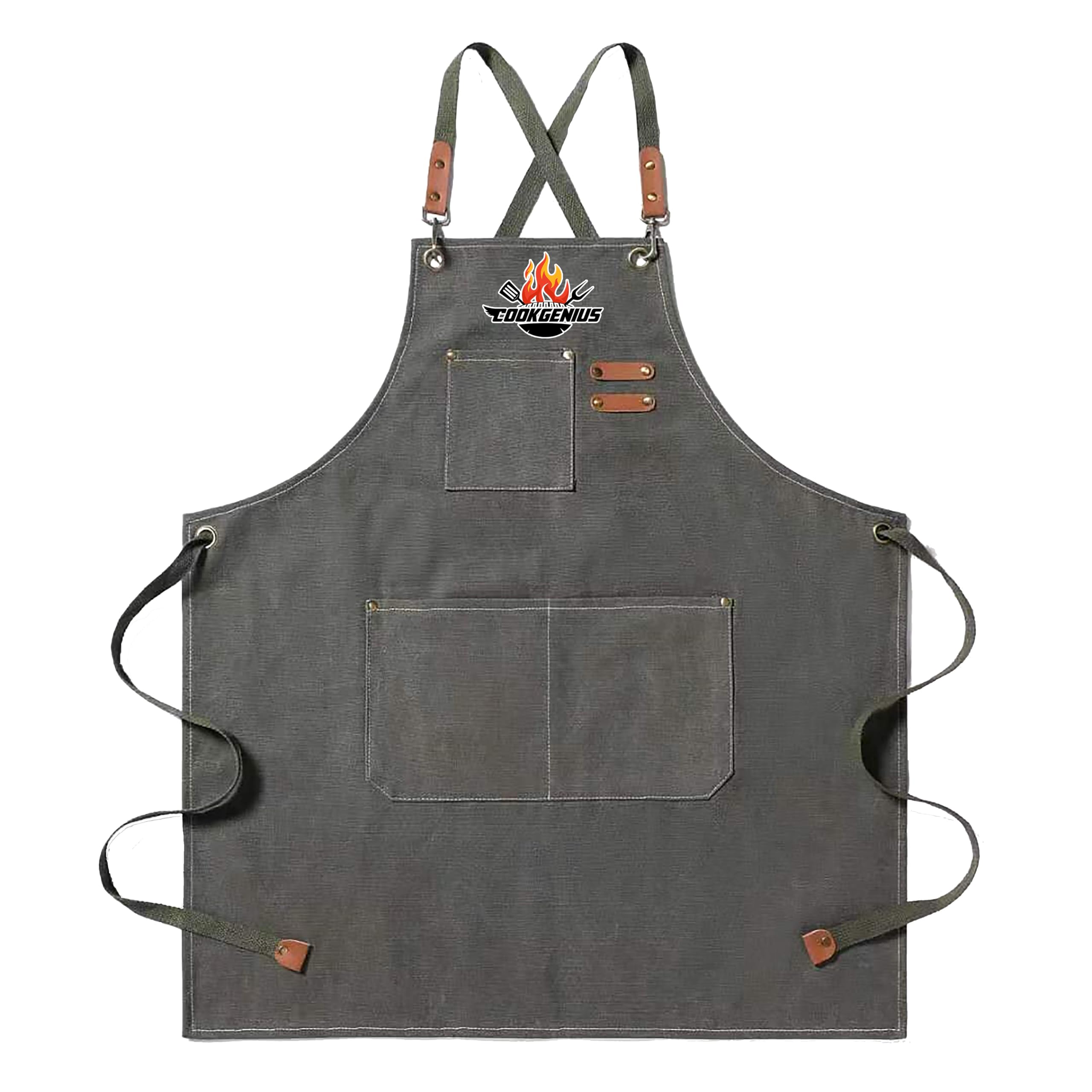 Amazon.com: COOKGENIUS BBQ Chef Apron for Men & Women - Cotton Canvas ...