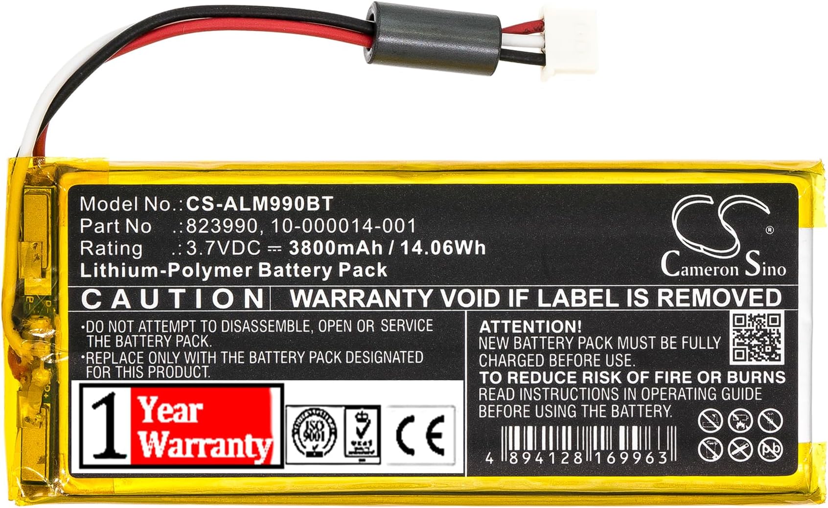 Amazon.com: Estry 3823990 Battery Replacement for 2GIG GC3 Panel, SP1 ...