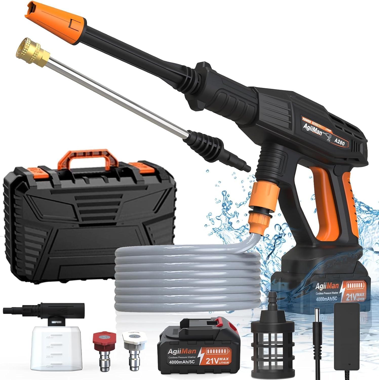 Amazon.com : AgiiMan Cordless Pressure Washer - MAX 1000 PSI Battery ...
