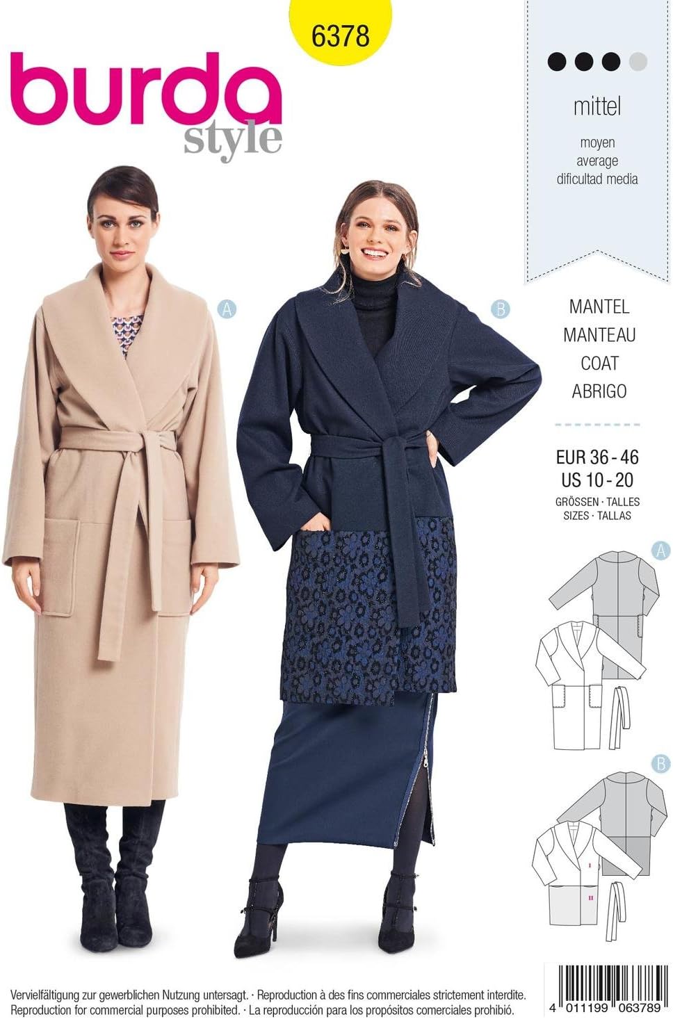 Amazon.com: Burda Style Sewing Pattern B6378 - Misses' Wrap Coats, A(10 ...
