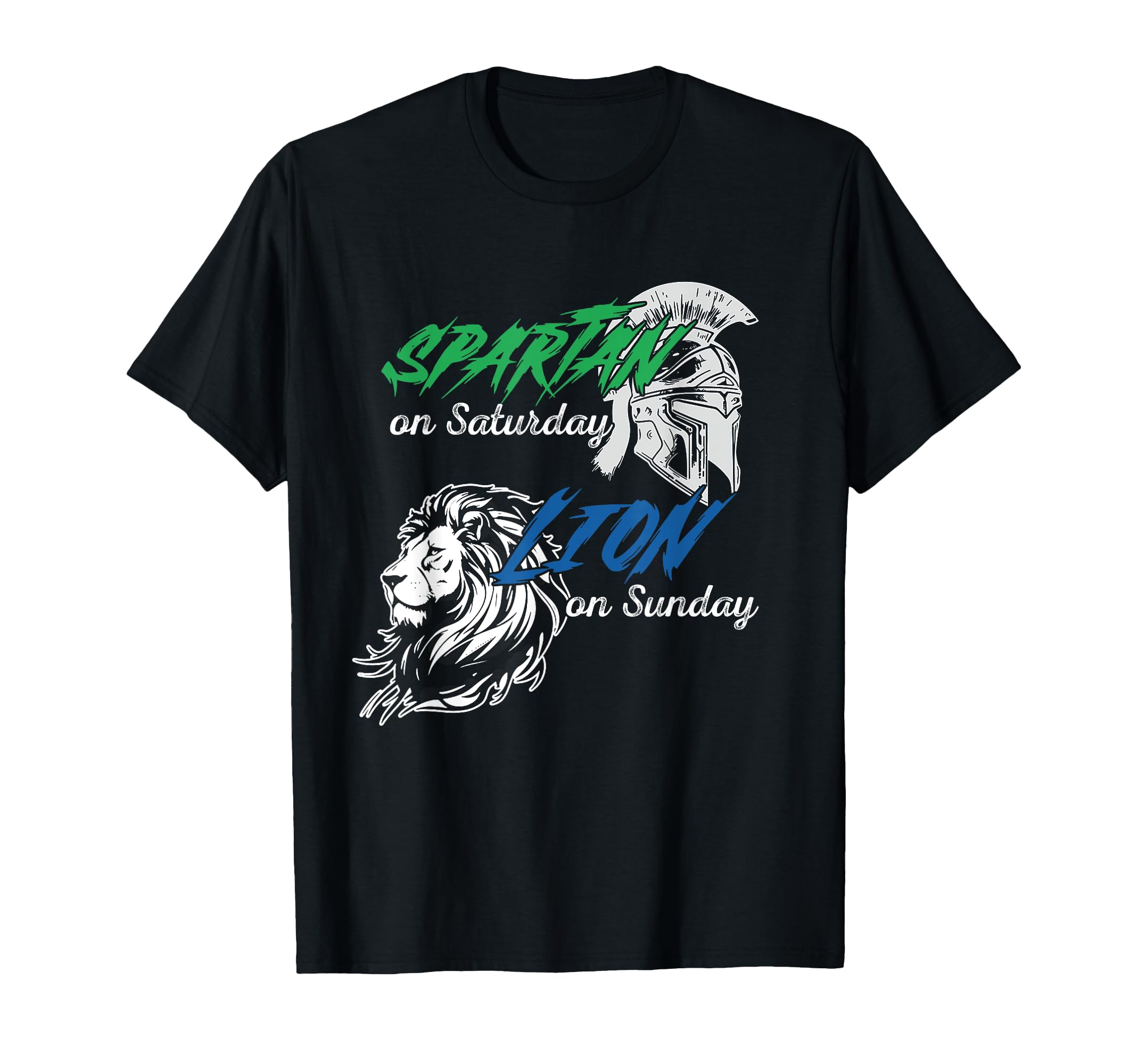 Amazon.com: Spartan on Saturday Lion on Sunday Fun Vintage Womens Mens ...