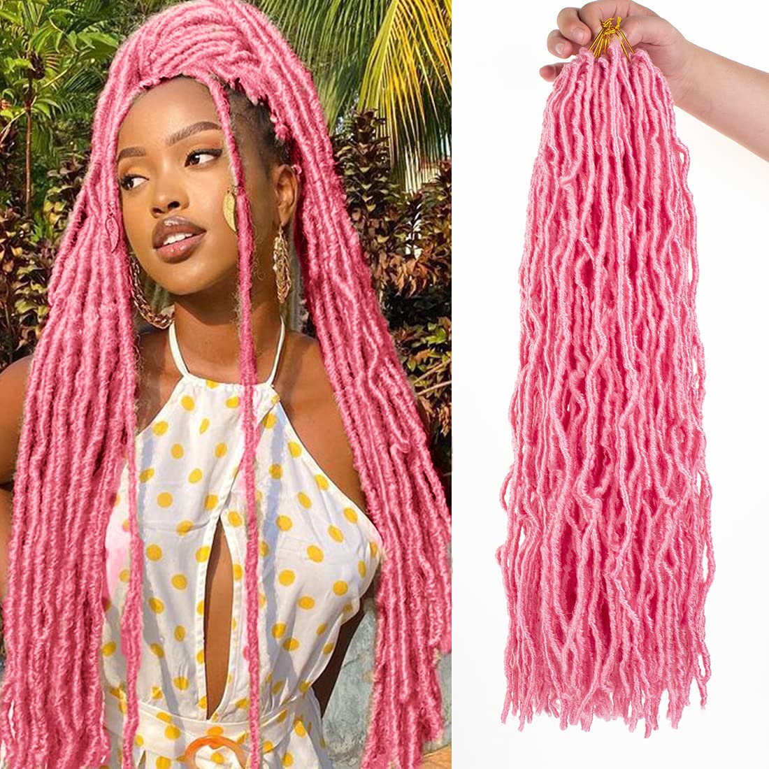 Snapklik.com : 24 Inch Pink Soft Locs Crochet Hair 6 Packs Pre Looped ...