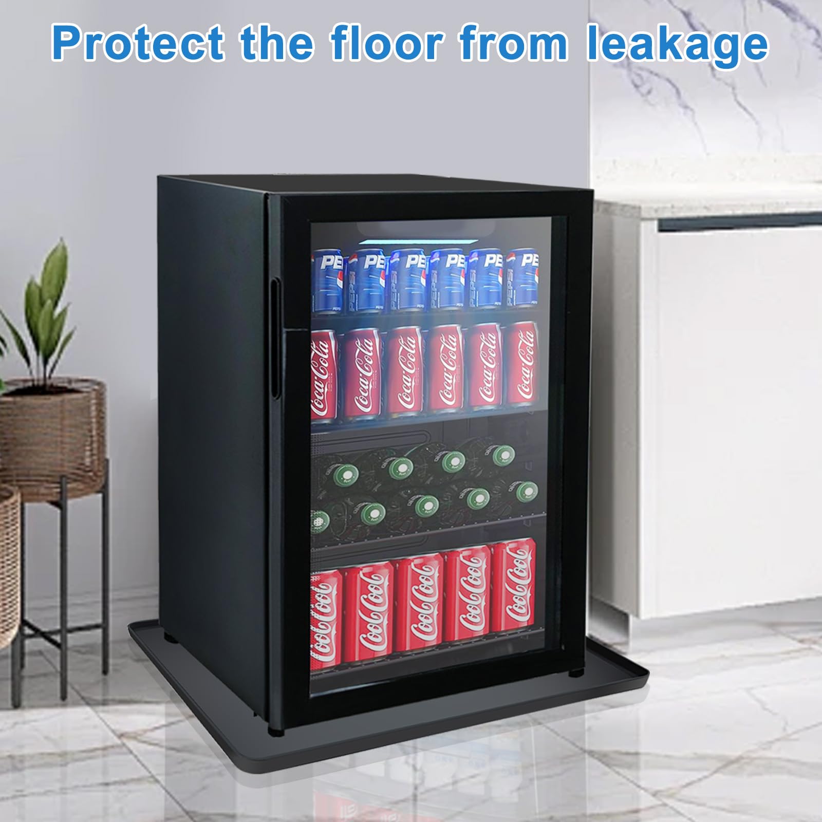 2 Pack Mini Fridge Tray with Raised Edge, Prevent Water Leakage and ...