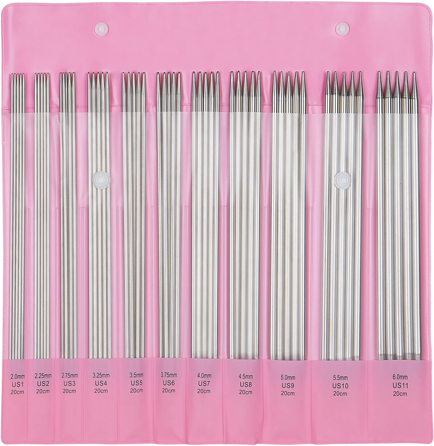 Aeelike 55pcs Double Pointed Knitting Needles, 11 Sizes Stainless Steel ...