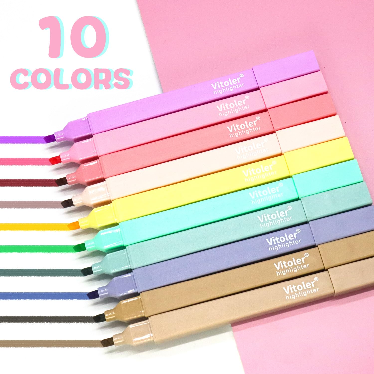 Snapklik.com : Vitoler 10 Pack Aesthetic Highlighters Soft Chisel Tip ...
