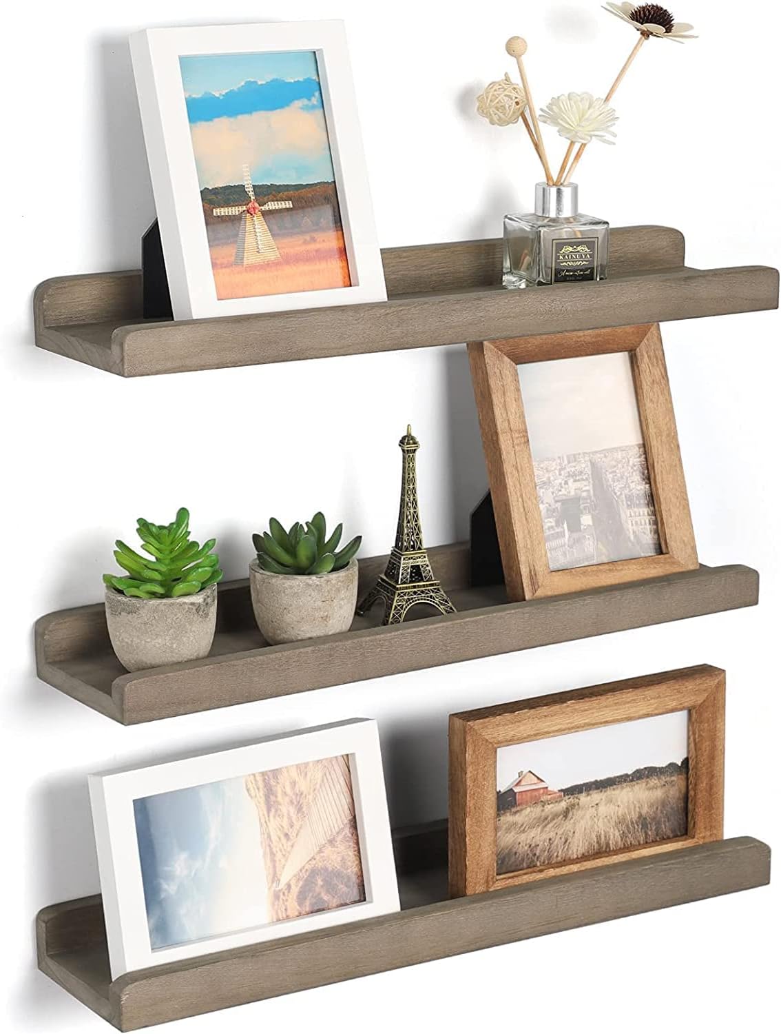 Emfogo Floating Shelves Wall Mounted, 16.9 x 4.3 inch Farmhouse Wood ...