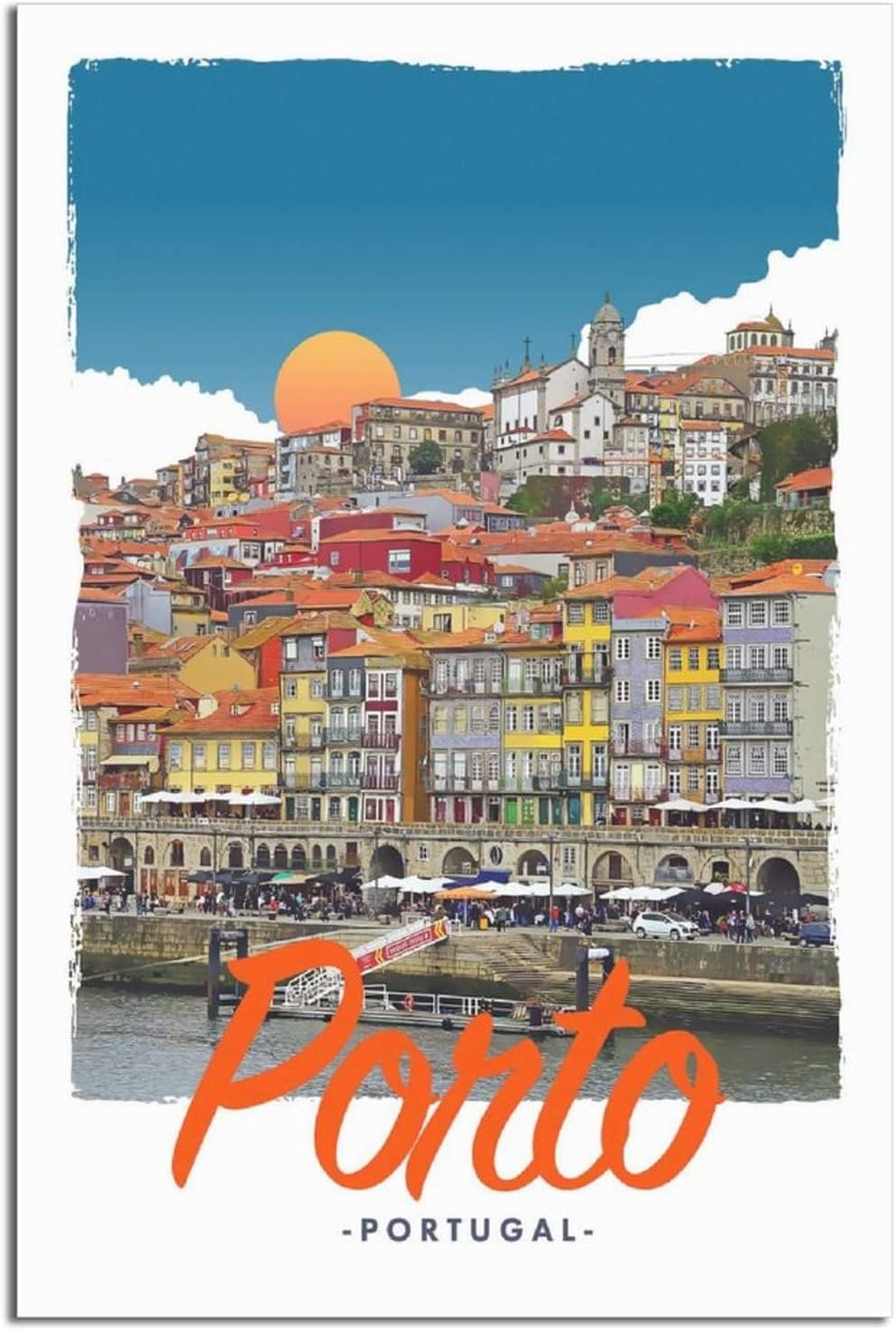 Amazon.com: JLBAO Vintage Style Travel Poster Porto, Portugal Canvas ...