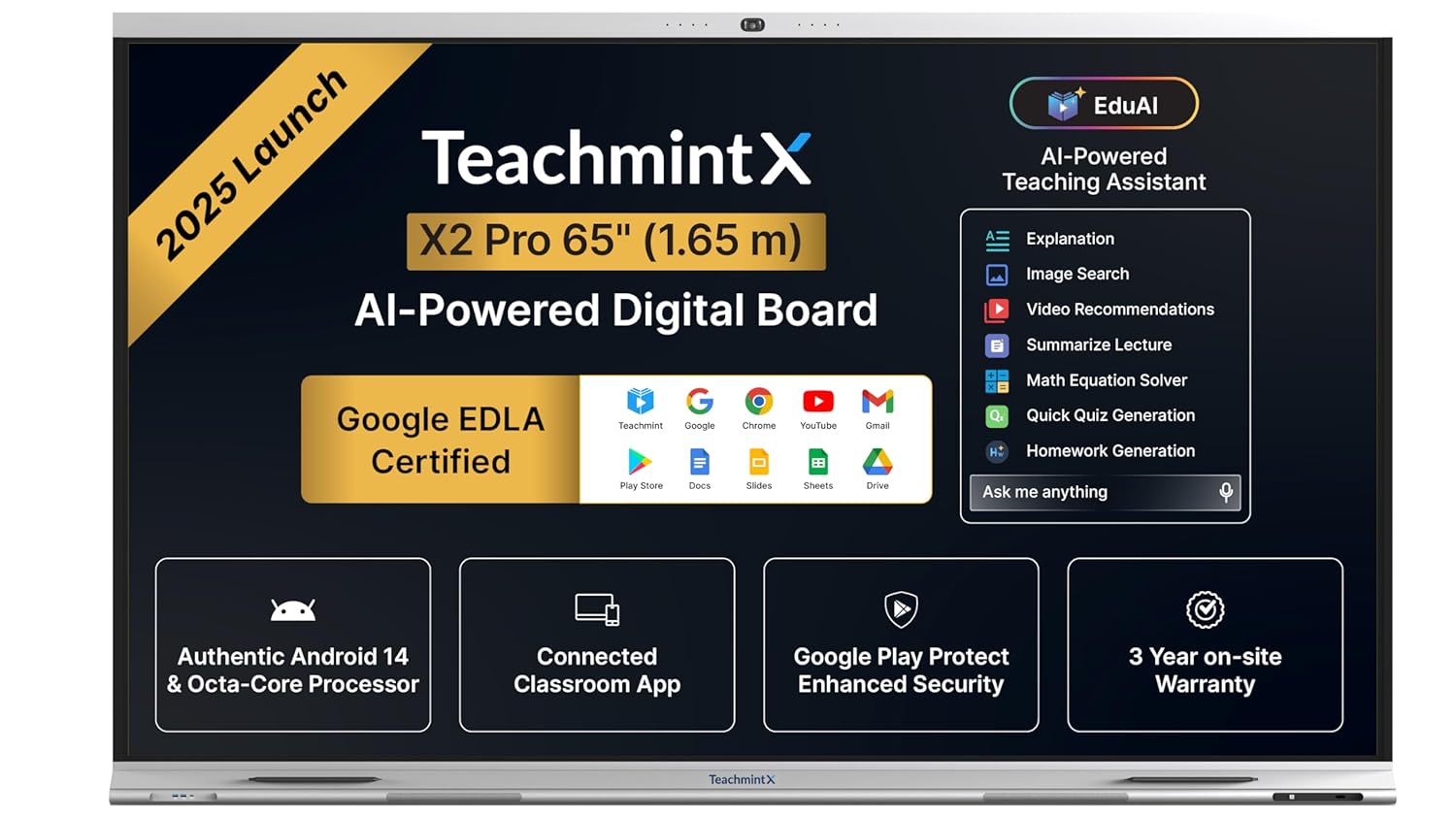Teachmint X Premium Digital Board for Teaching 65 Inch (1.65m) | Google EDLA | X2 Pro ...