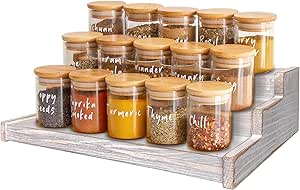 Altazar 3-Tier Vintage Wooden Spice Rack Rustic (UK Company), Natural ...