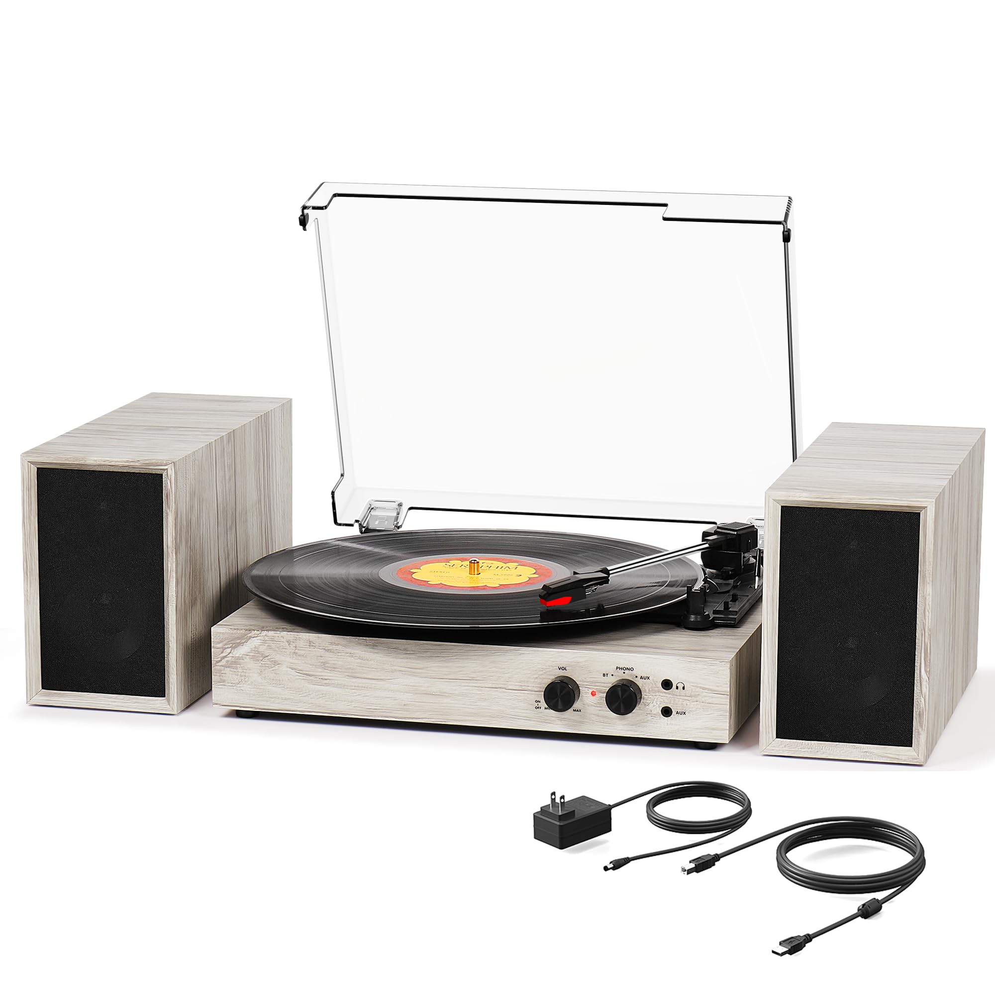Amazon.com: Record Player for Vinyl with External Speakers, USB Port to ...