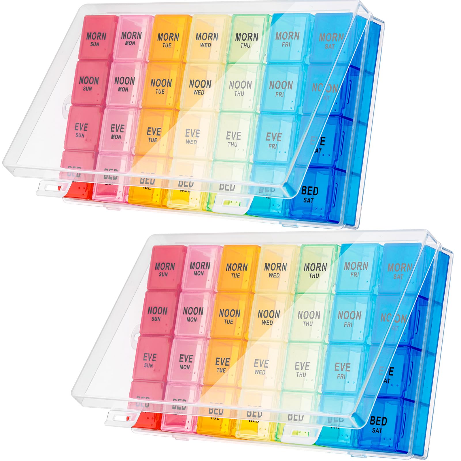 Amazon.com: Dandat 2 Pack XL Large Weekly Pill Organizer 4 Times a Day ...