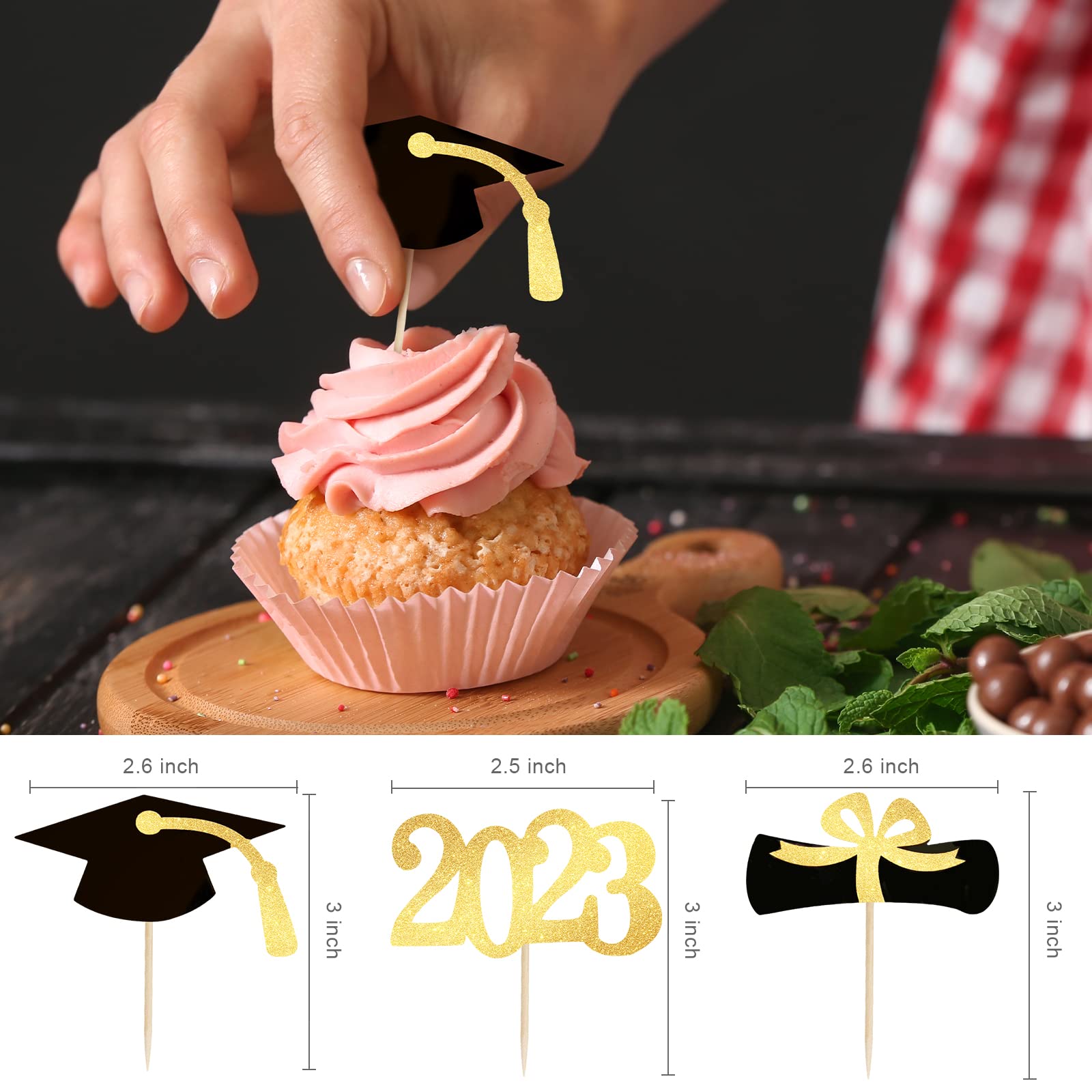 Snapklik.com : 48 PCS Graduation Cupcake Toppers - 2023 Graduation ...