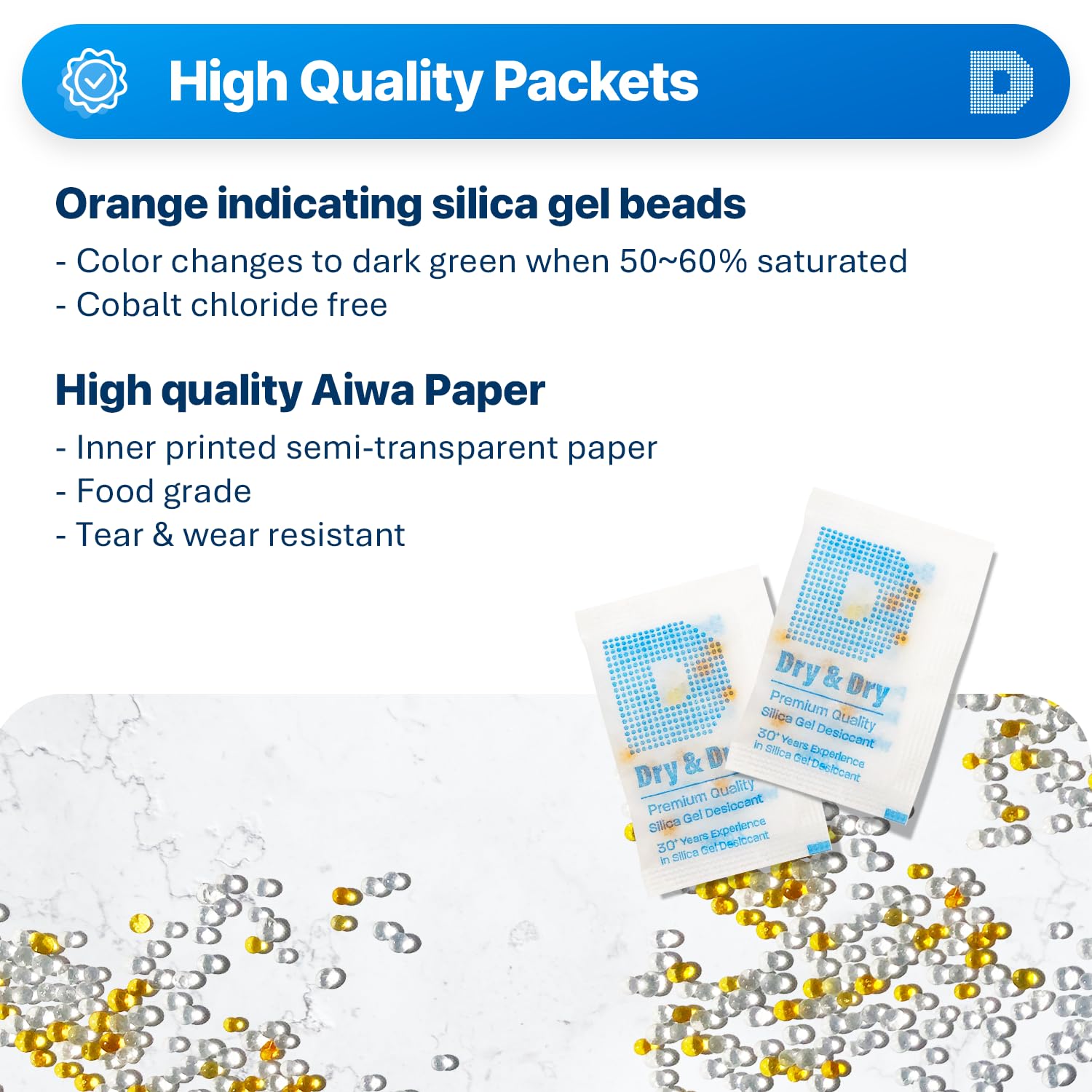 Snapklik.com : Dry & Dry 2 Gram 200 Packets Orange Indicating Silica ...