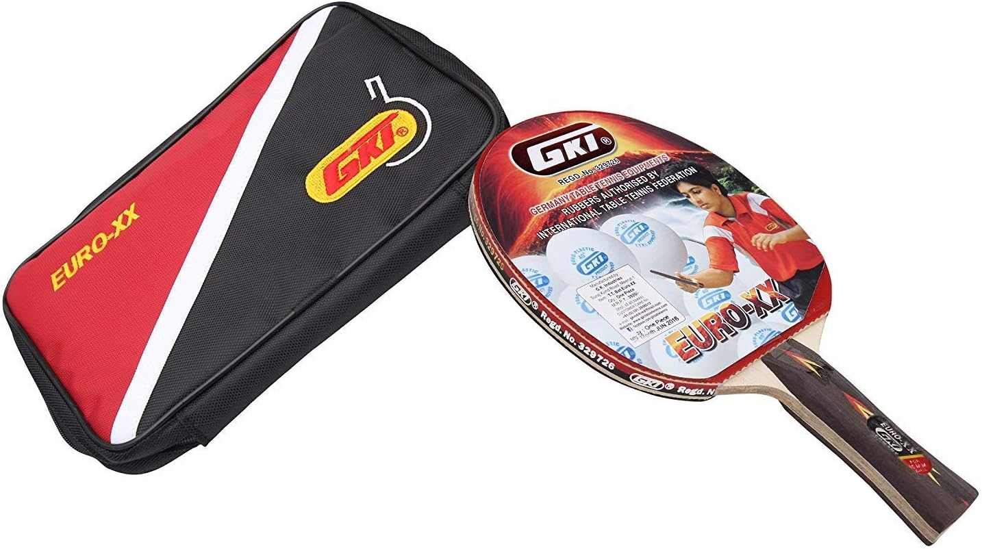 GKI Euro V Wooden Table Tennis Racquet (Multicolor, Pack of 1) : Amazon ...