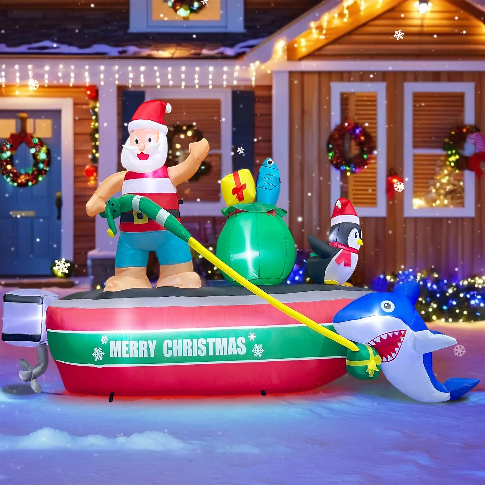 Amazon.com: 7 Foot Christmas Inflatable Santa Claus and Penguin with ...