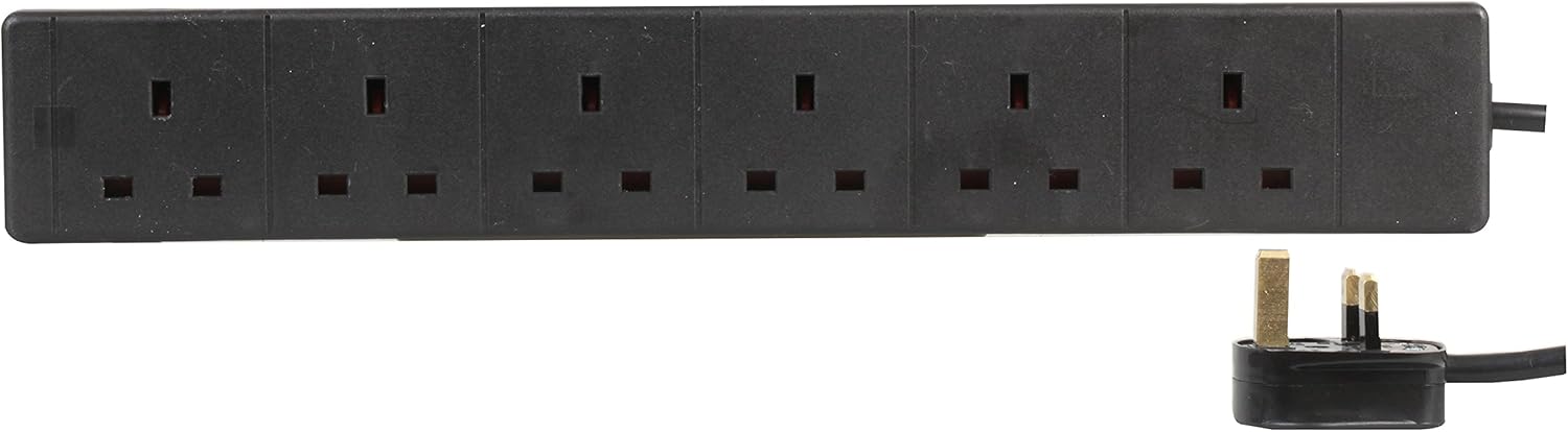 Pro Elec - Extension Lead, 6 Socket, 3 Metres (Black): Amazon.co.uk ...