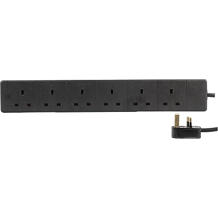 PRO ELEC pl11242 13 A 1 m 6 Way Gang Power Mains Extension Lead Cable ...