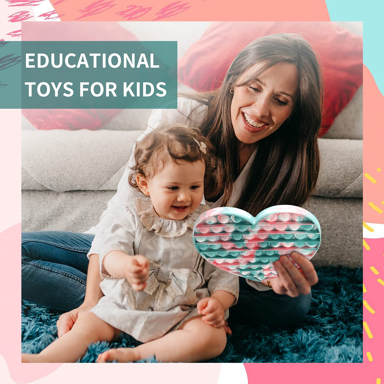 100 63 Bubbles Push Popping Bubble Sensory Fidget Toys,7.9inch Jumbo ...