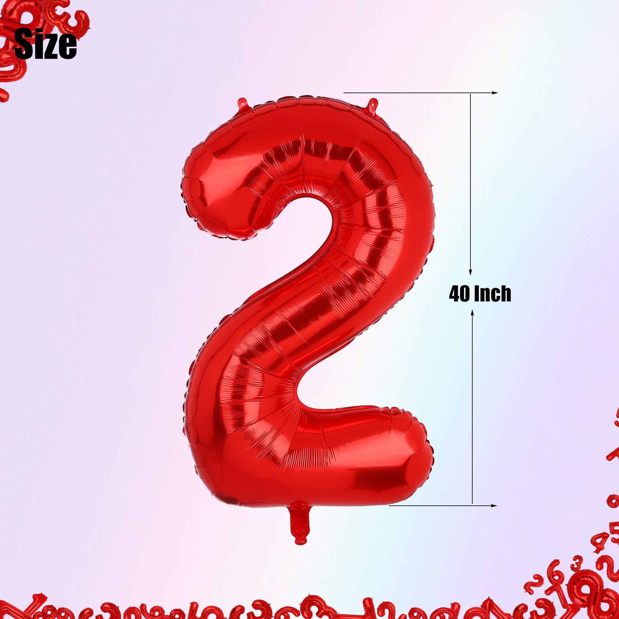Snapklik.com : 40 Inch 2 Red Number Balloons Mylar Foil Helium Digital ...