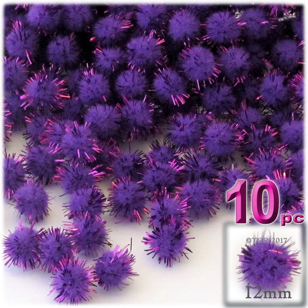 Sparkly Pom Poms For Crafts Chenille Sparkly Pom Poms 0.5-inch - 10pc ...