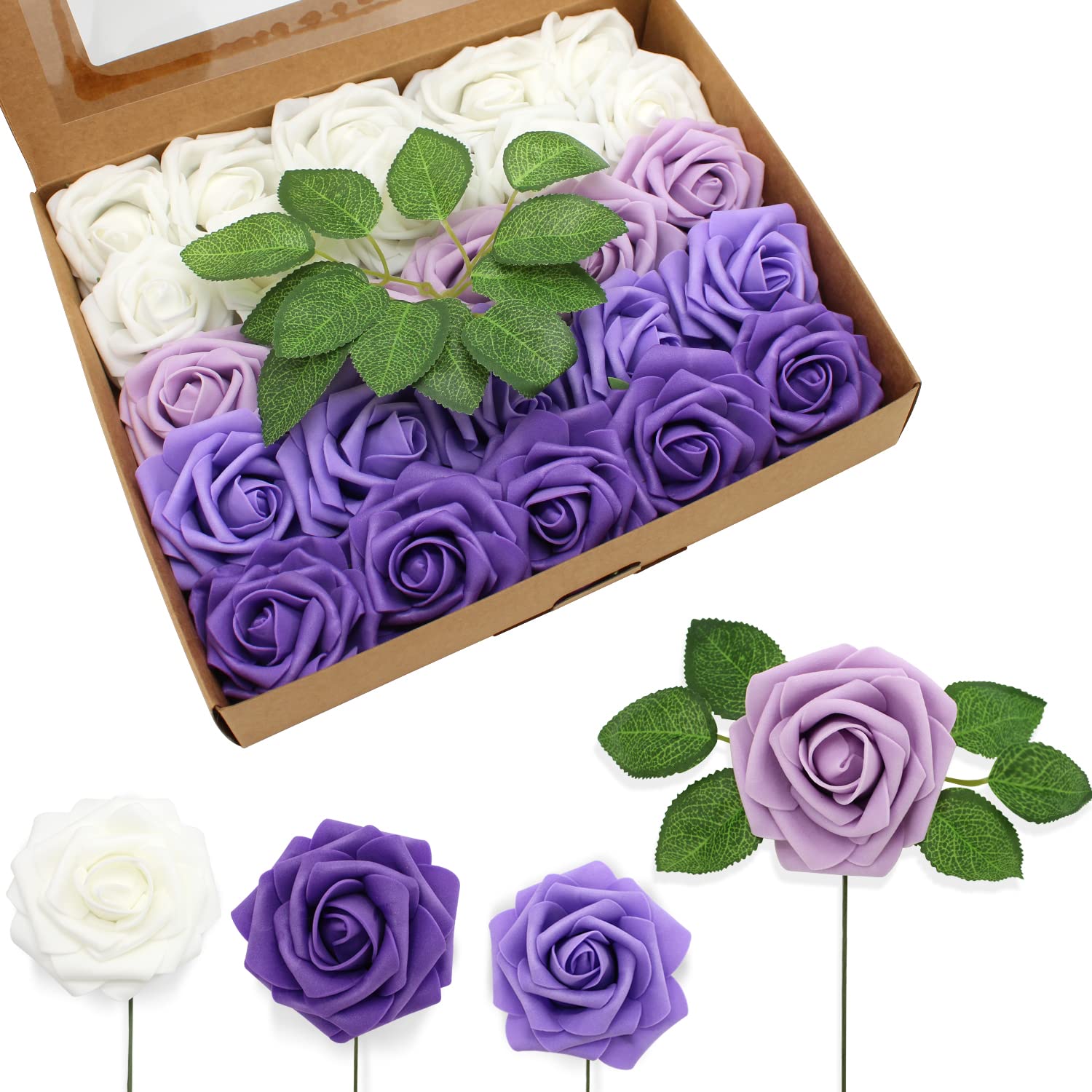Amazon.com: JOYLEX Artificial Flowers Realistic Roses, 100pcs Real ...