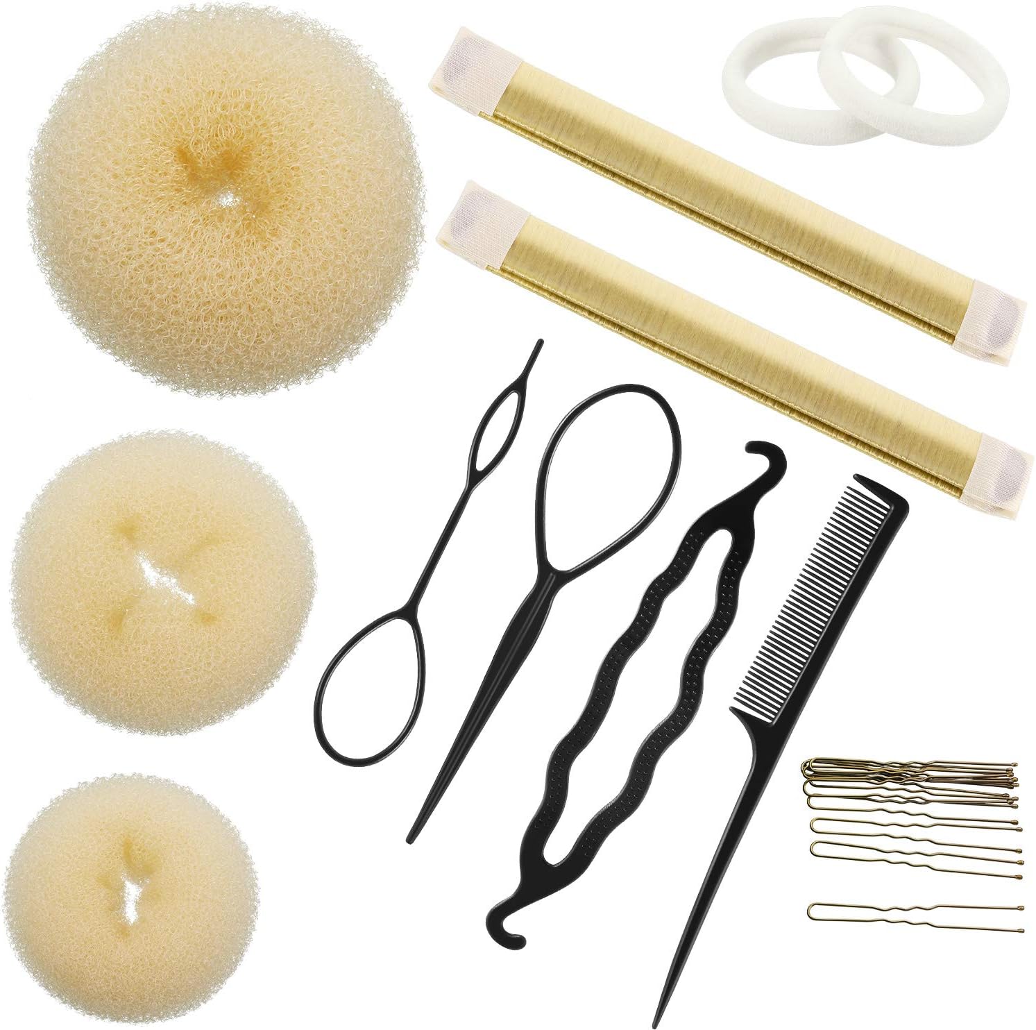 Amazon.com: Hair Bun Maker Kit, Includes Donut Shapers, Bun Markers ...