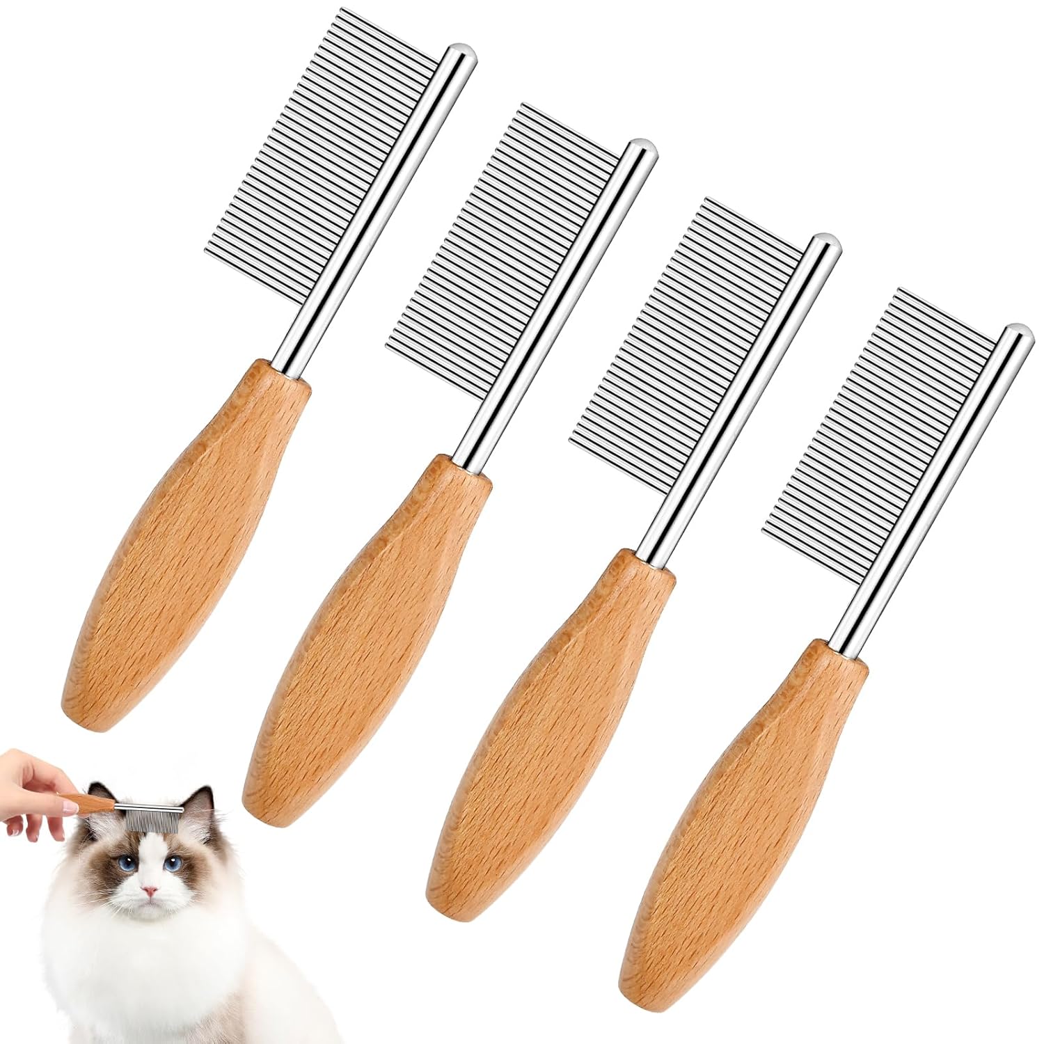 Amazon.com: Akamino 4 Packs Pet Comb,4 In Cat Dog Grooming Comb with ...