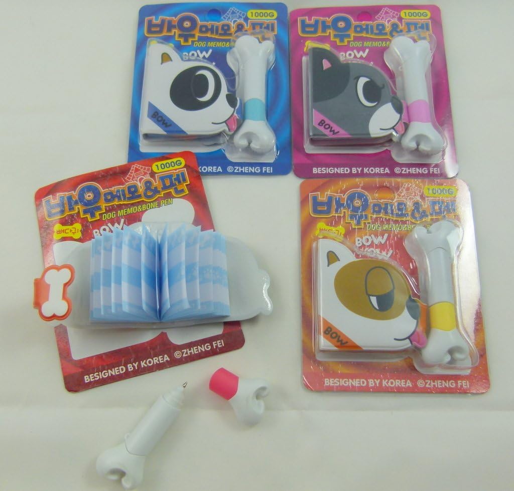 Amazon.com : Party Bag Pack of 4 Dog Memo & Bone Pen (4 Design/Colour ...
