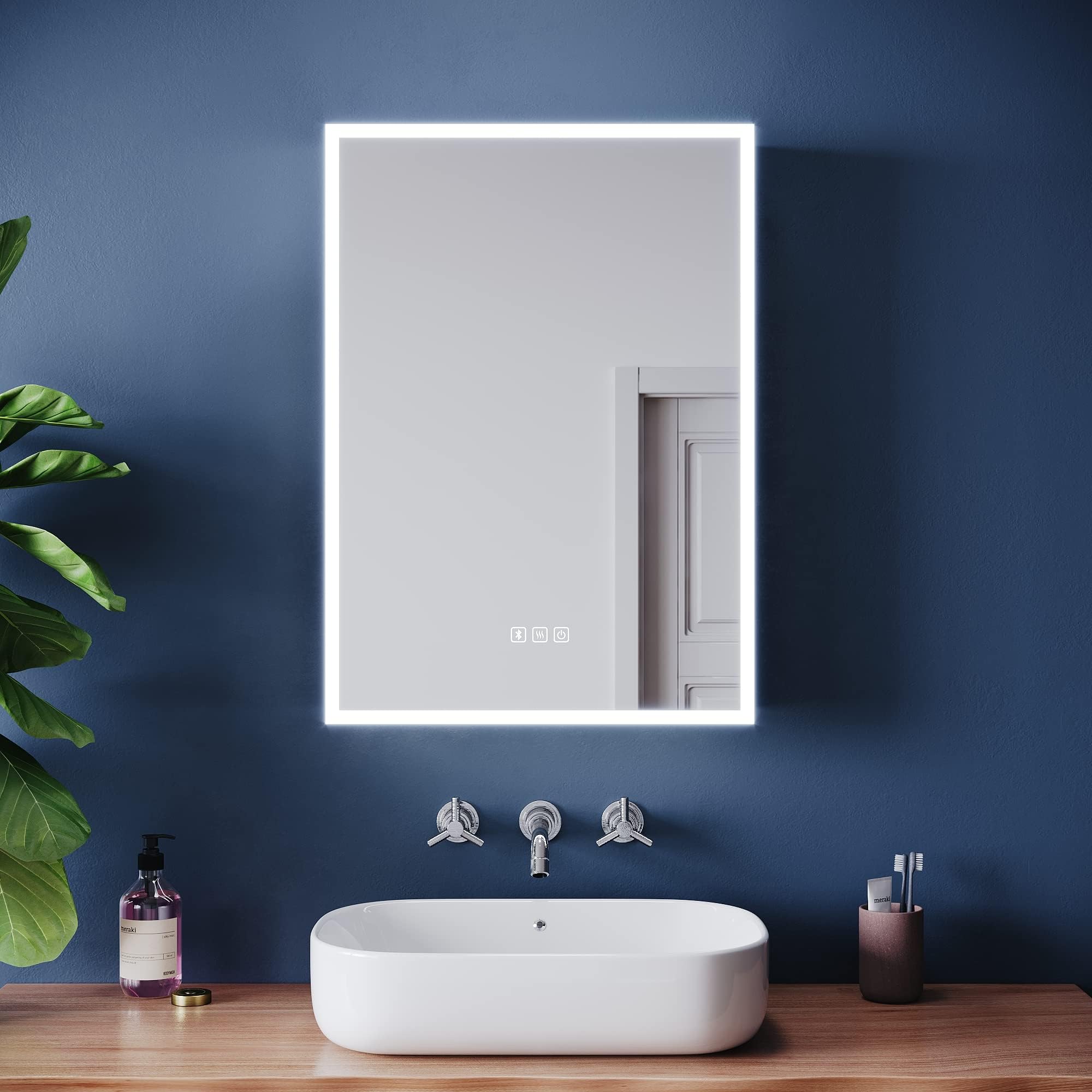 ELEGANT Single Door Bathroom Wall Cabinets with Bluetooth Speaker and ...
