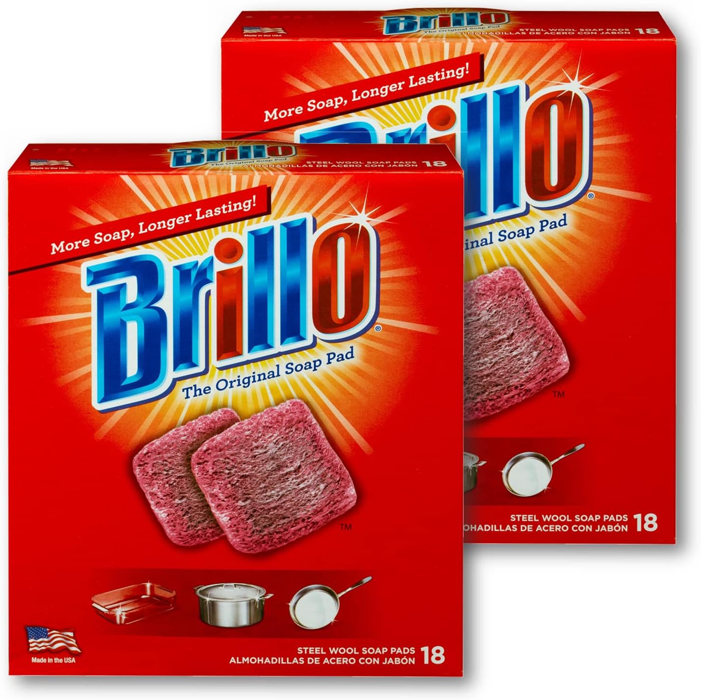 Amazon.com: Brillo Steel Wool Soap Pads, Long Lasting, Original Scent ...